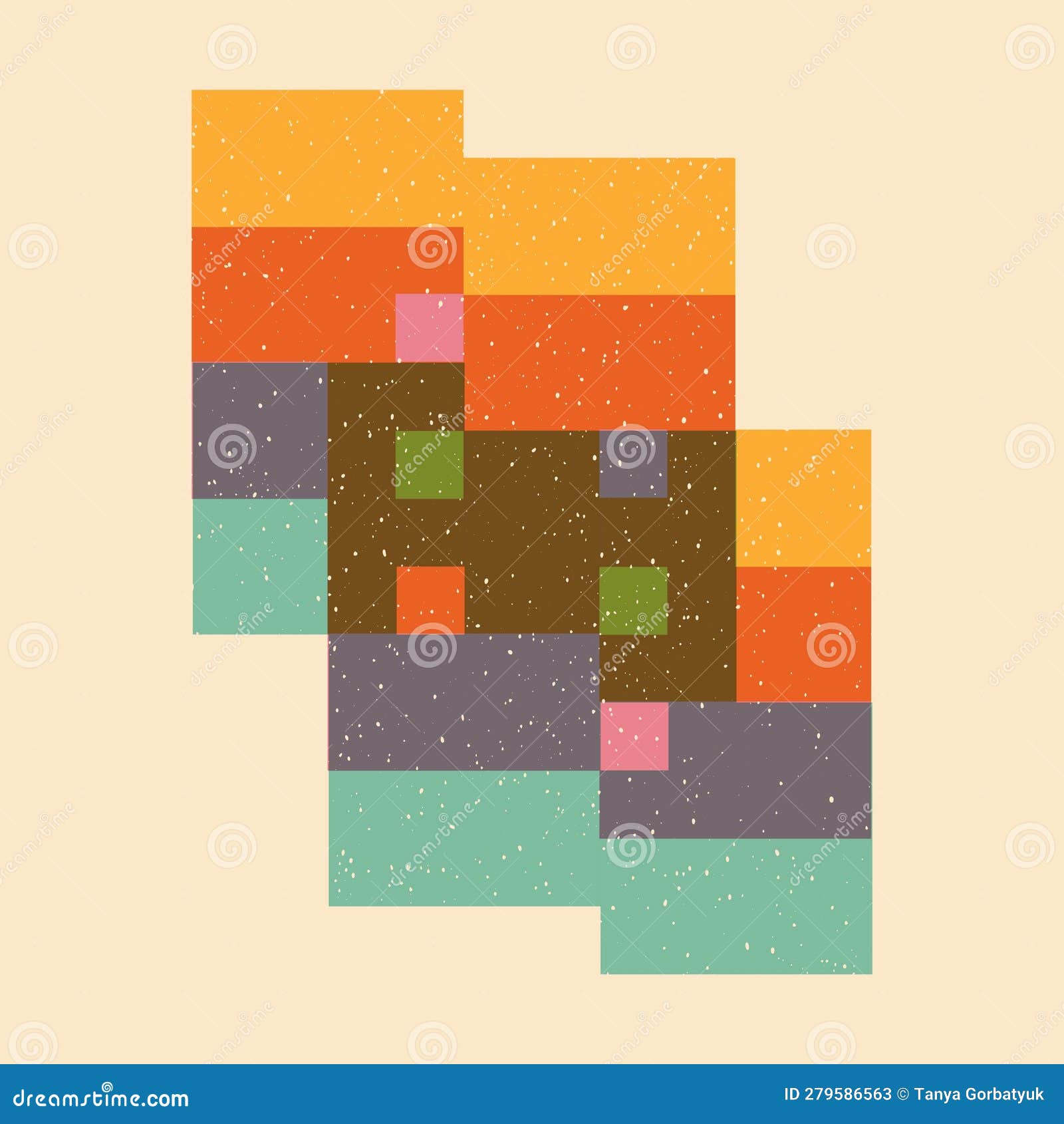 Geometric Object with Riso Print Effect. Vector Stock Vector ...