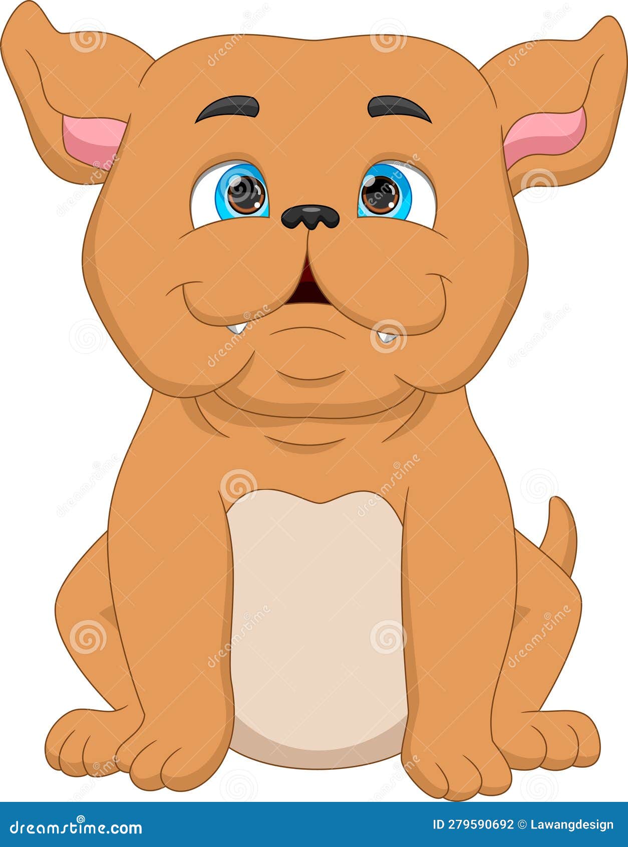 Cute bulldog cartoon stock vector. Illustration of breed - 279590692
