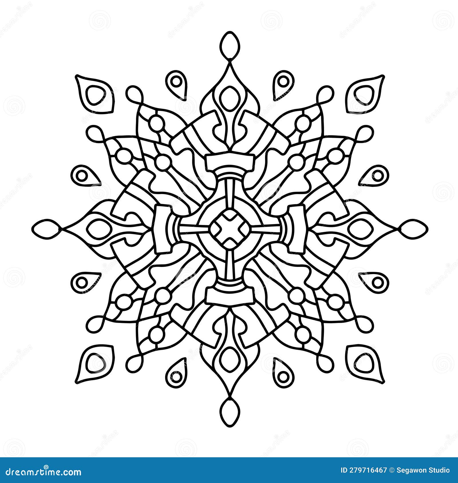 Coloring Page Mandala Triangle Elegant Hand Draw Illustration Stock ...