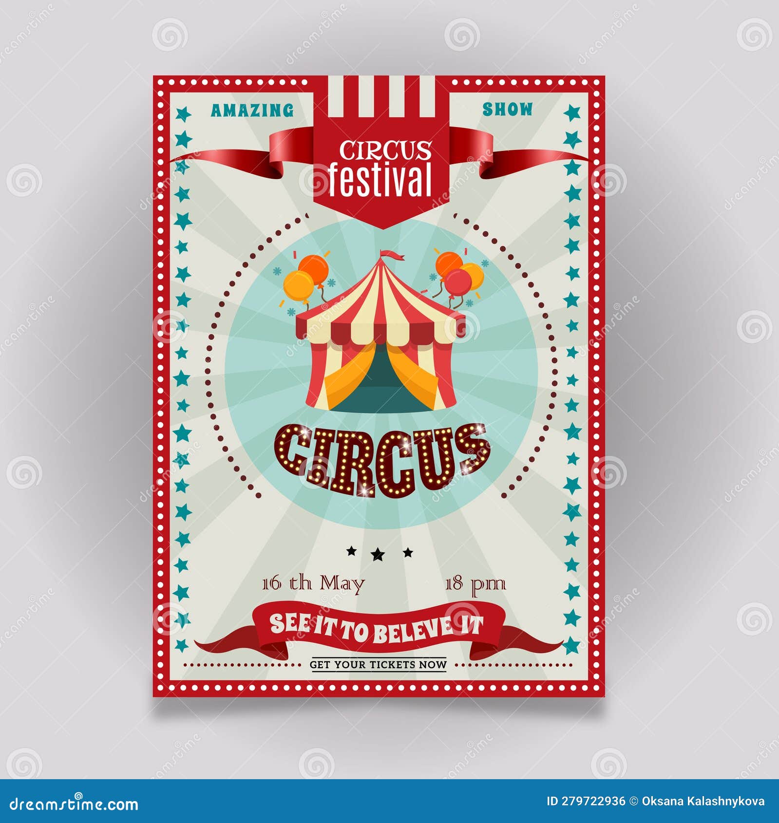 Circus Ticket Gray Background Stock Vector - Illustration of christmas ...