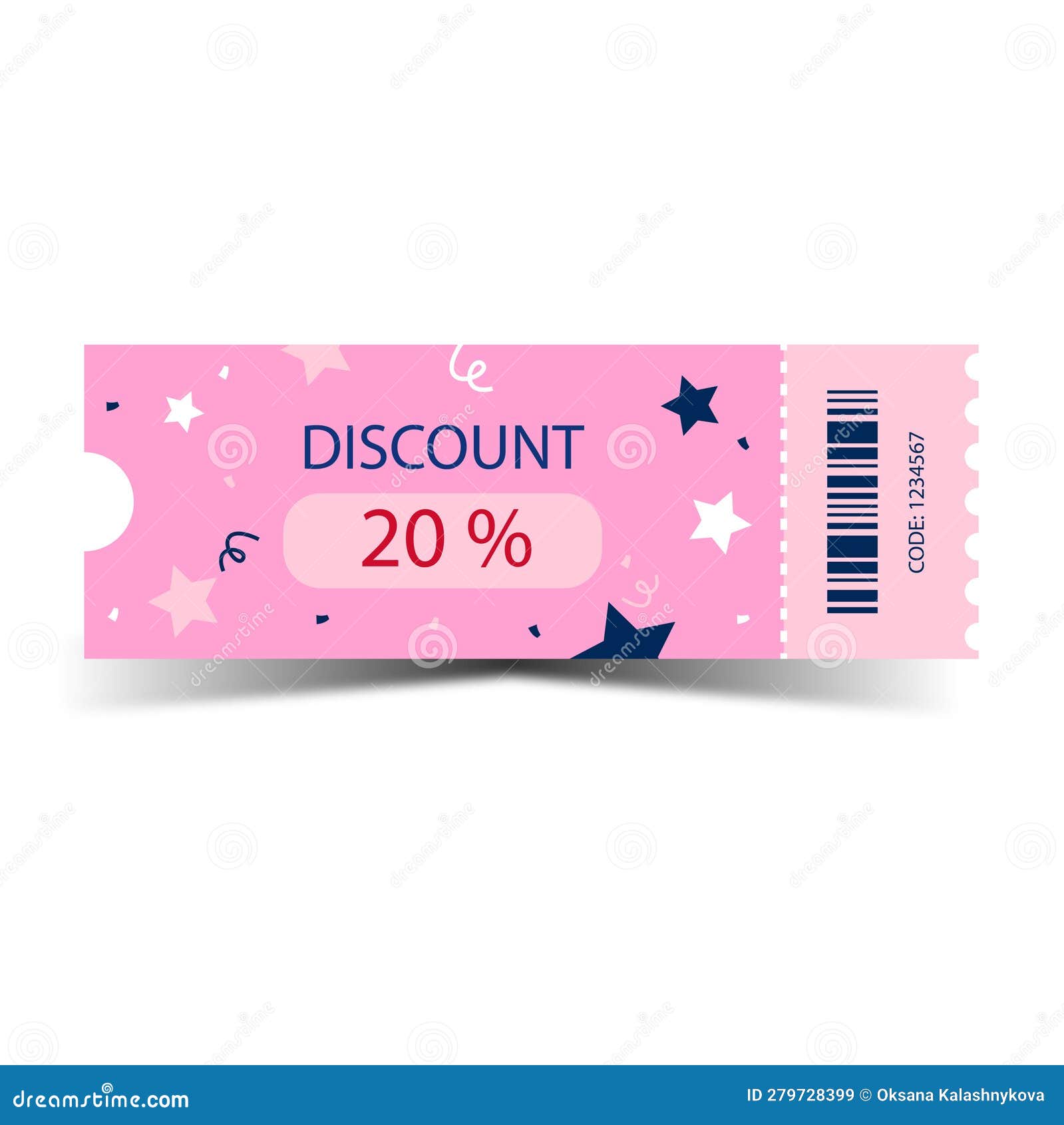 Discount Voucher, Gift Coupon Template with Ruffle Edges. Blue Coupon ...