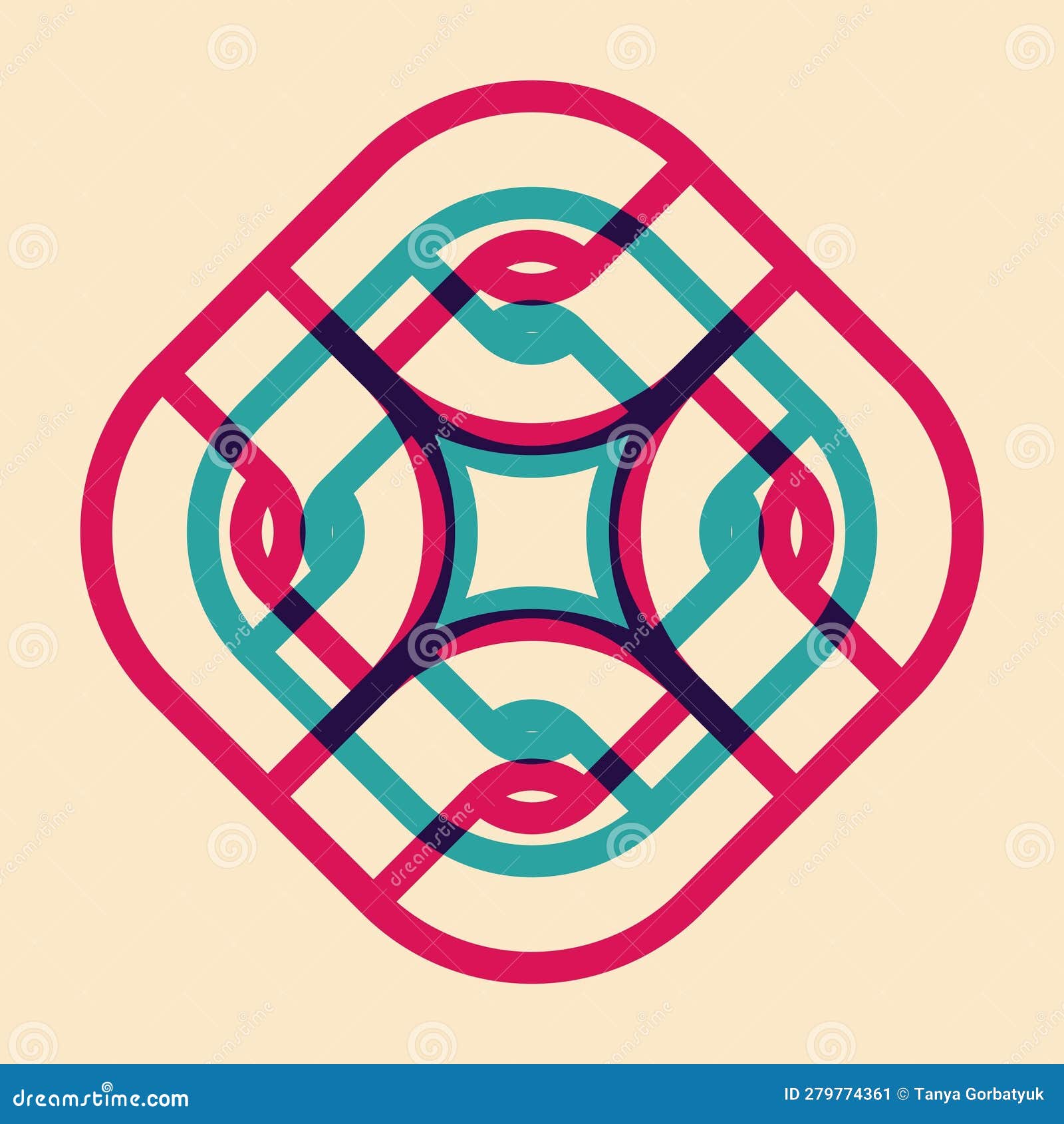 Geometric Object with Riso Print Effect. Vector. Graphic Element. Stock ...