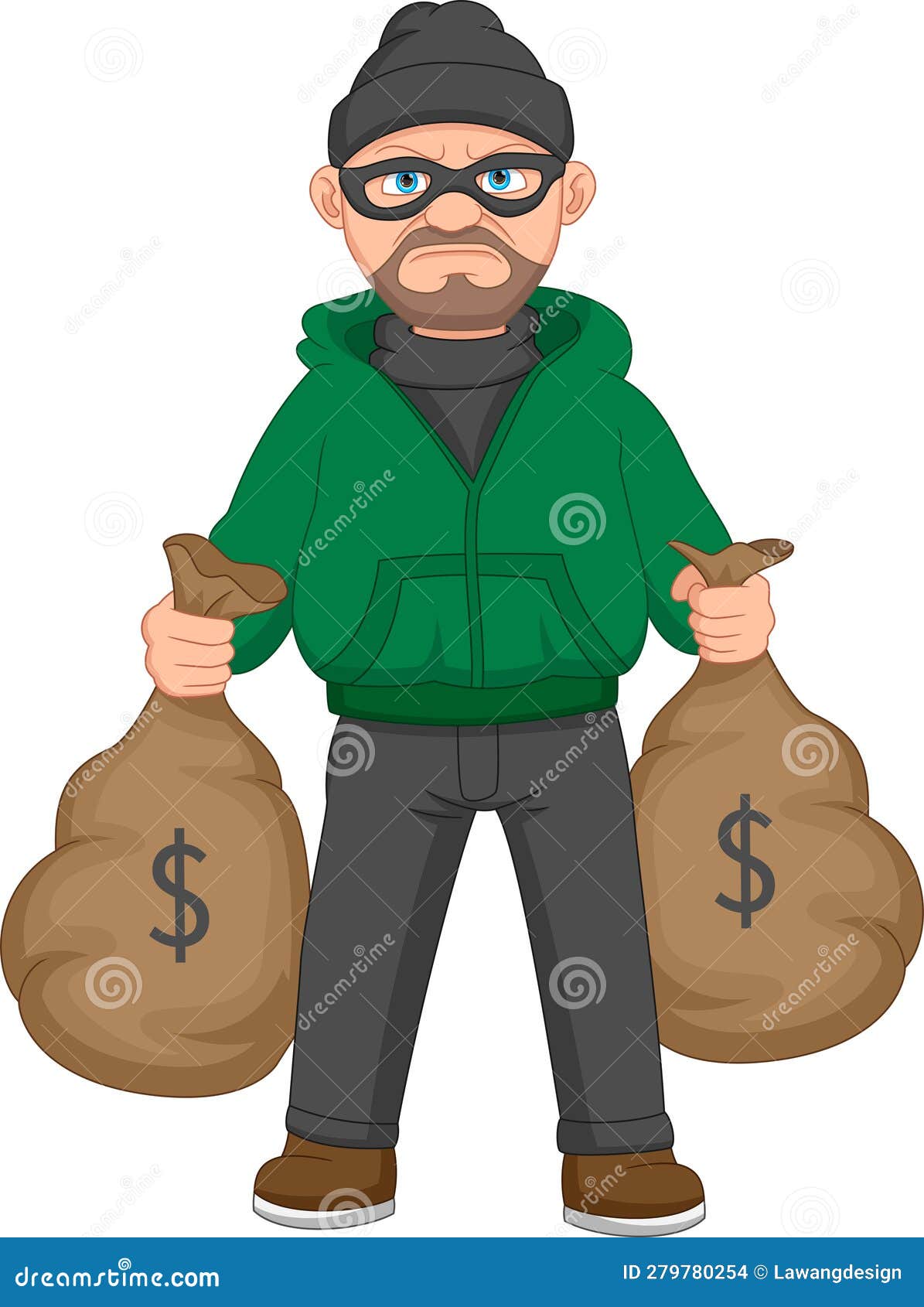 Cartoon Thief Running Away and Carrying Bag Stock Vector - Illustration ...