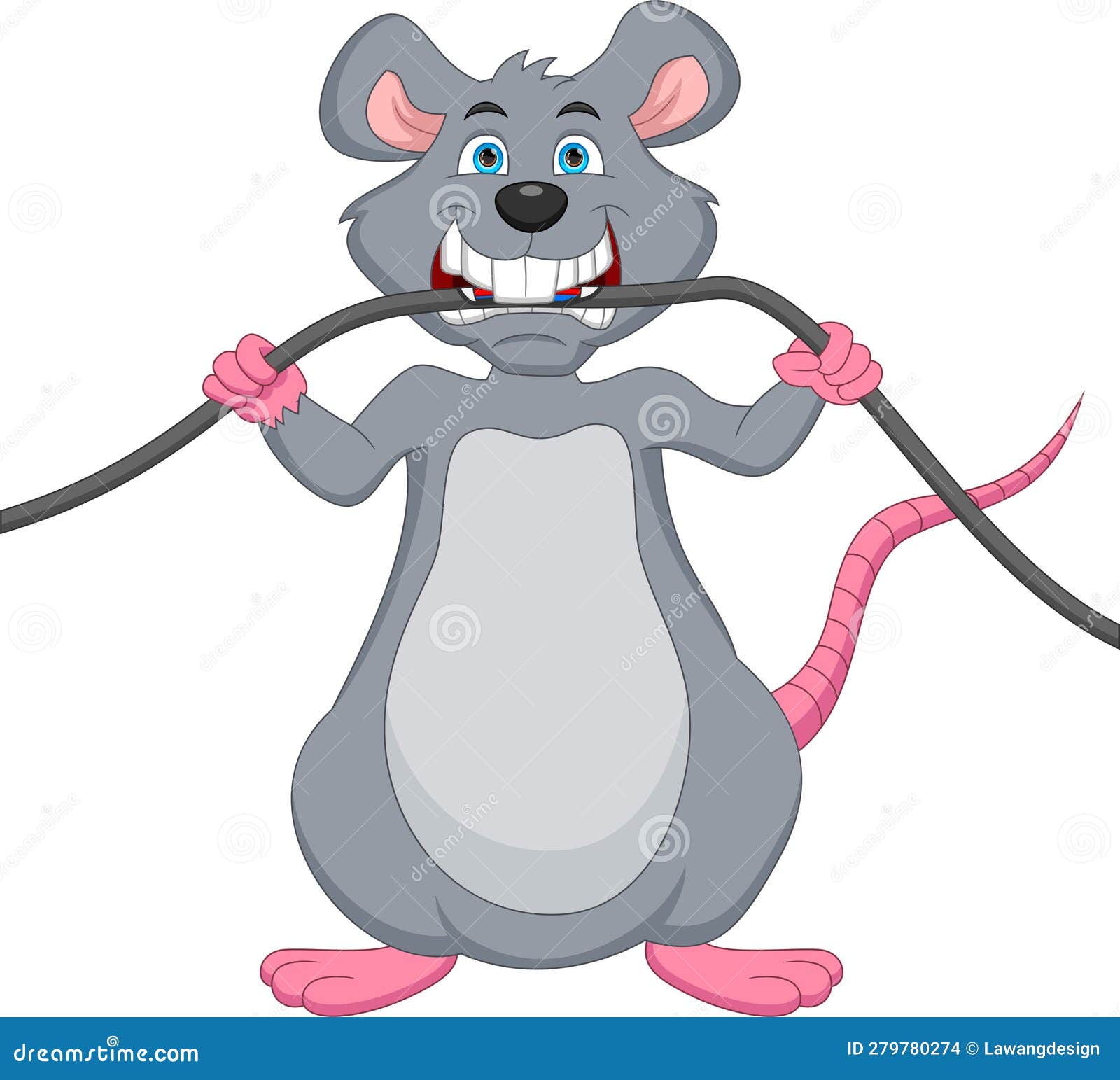 Cute Mouse Biting the Power Cord Cartoon Stock Vector - Illustration of ...