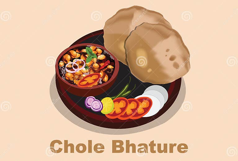 Chole Bhature. Vector Illustration. Stock Vector - Illustration of ...