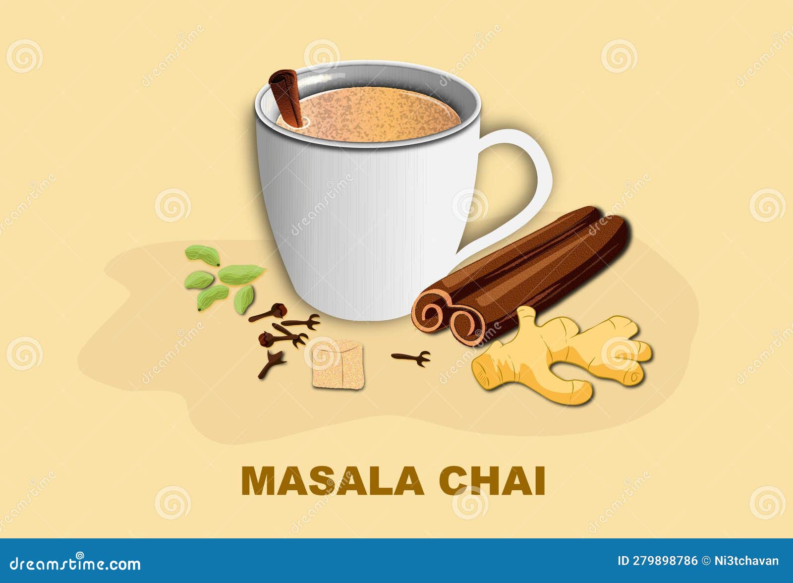 Masala Chai. Vector Illustration with Hot Drink. Stock Vector ...