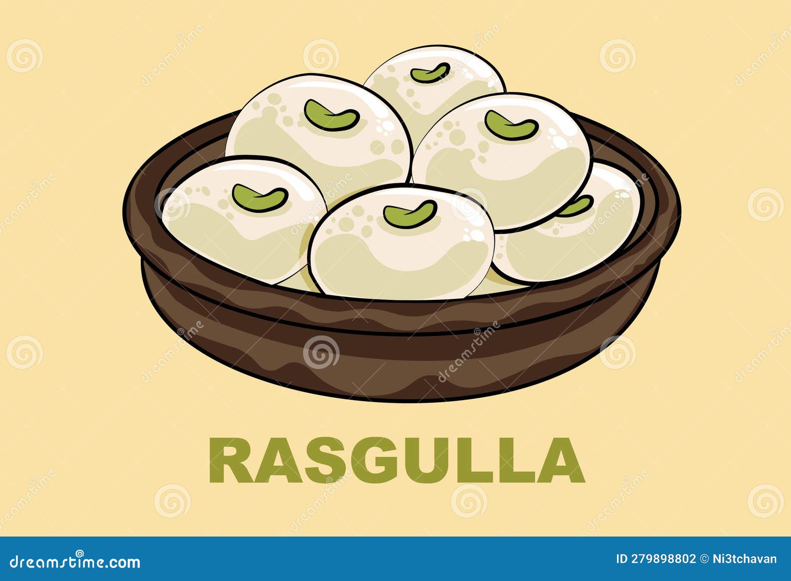 Rasgulla or Rosogolla, they are Served in a Clay Bowl. Stock Vector ...