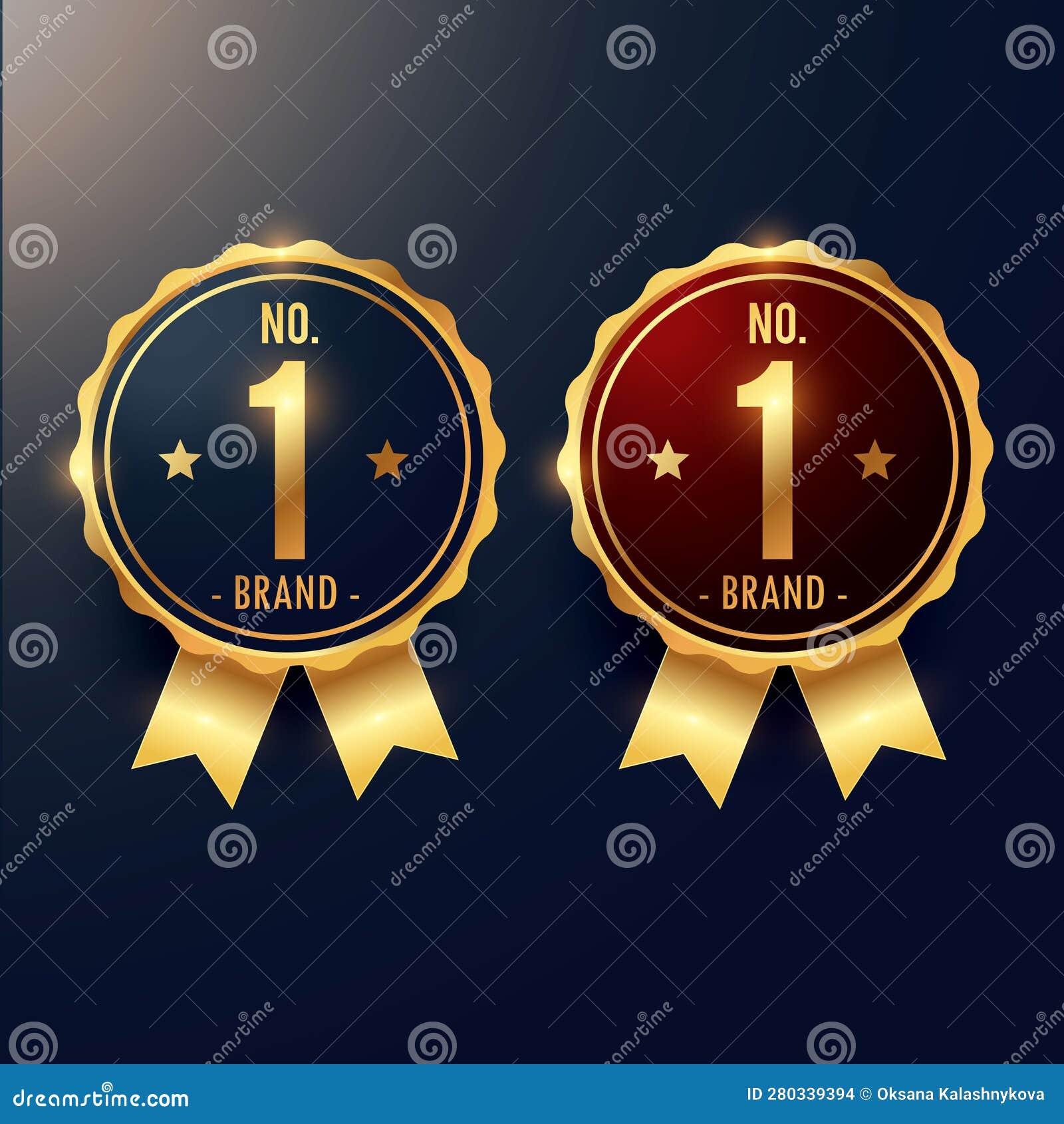 Number 1 Brand Golden Label and Badge in Two Colors Stock Vector ...
