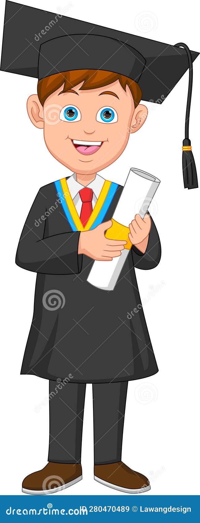 Cartoon Boy Happy Graduation Stock Vector - Illustration of celebration ...