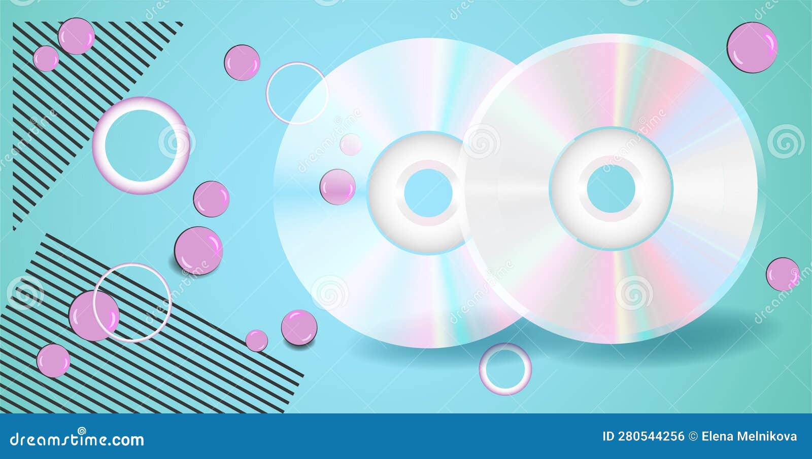 Gradient Turquoise Background with CDs and Gum in 90s Style Stock ...