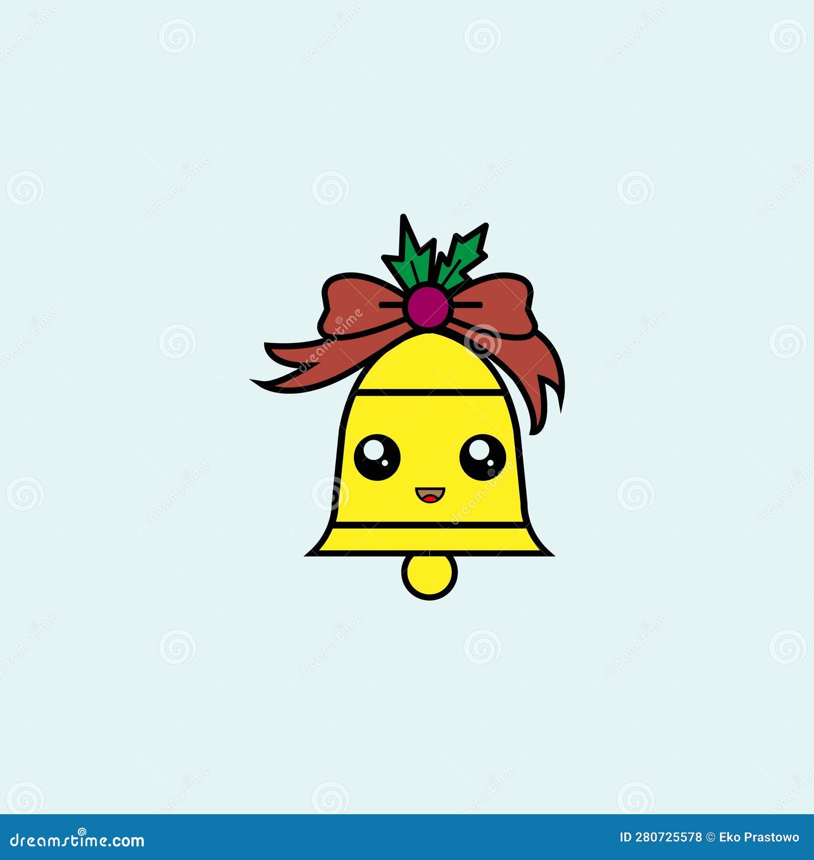 Cute Christmas Bell Cartoon. Vector Illustration. Stock Vector ...