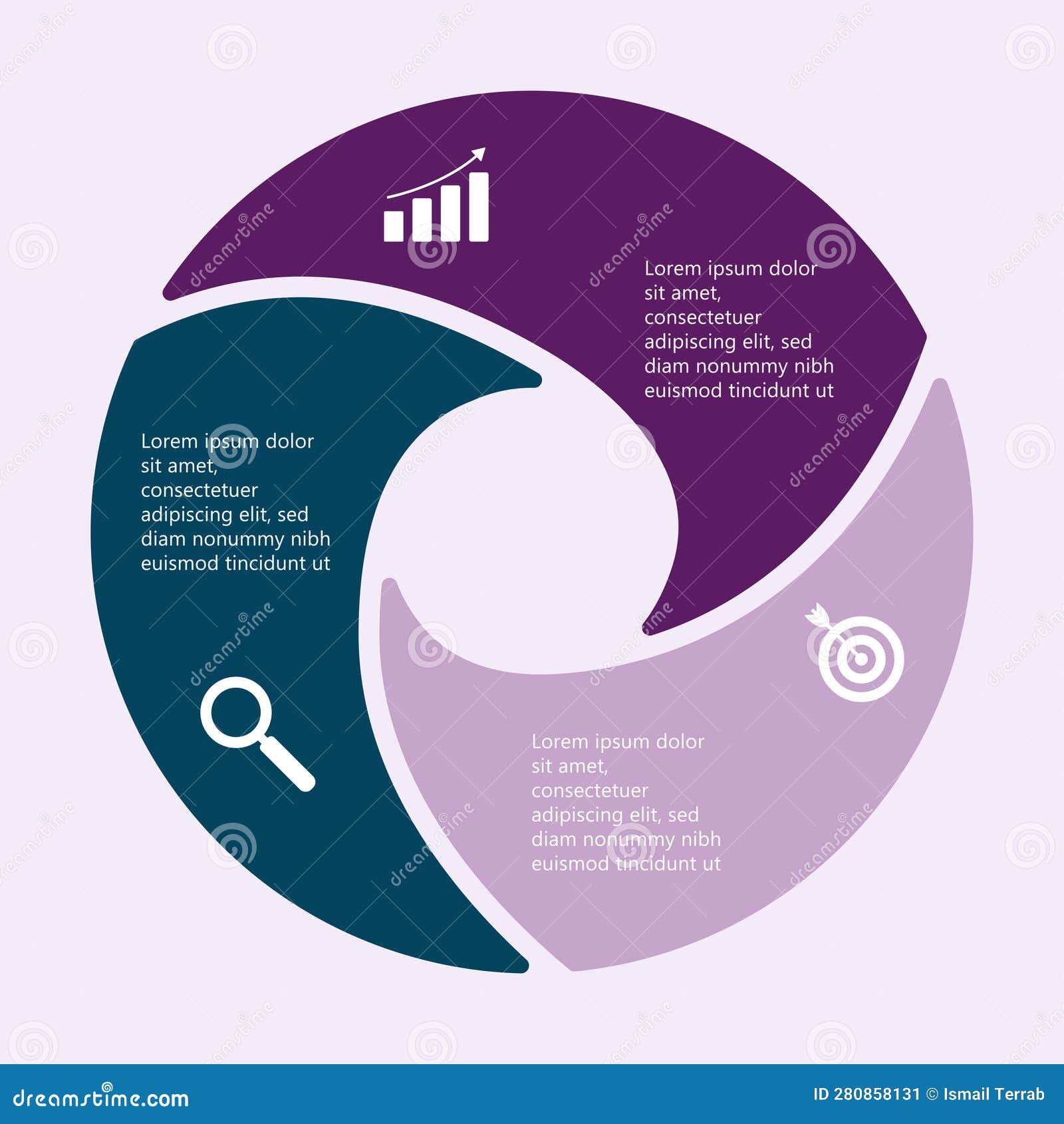 Business Infographic Template, Three Steps Work Process Circle Stock ...