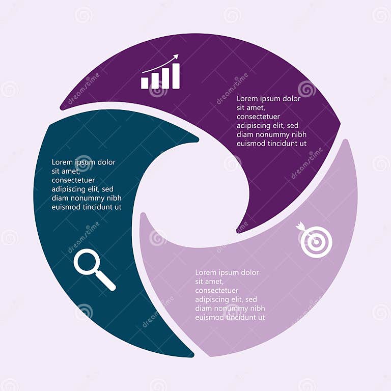 Business Infographic Template, Three Steps Work Process Circle Stock ...