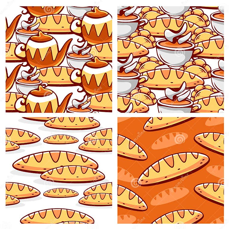 Vector Patterns on the Theme of Baking in Cartoon Style. Stock Vector ...