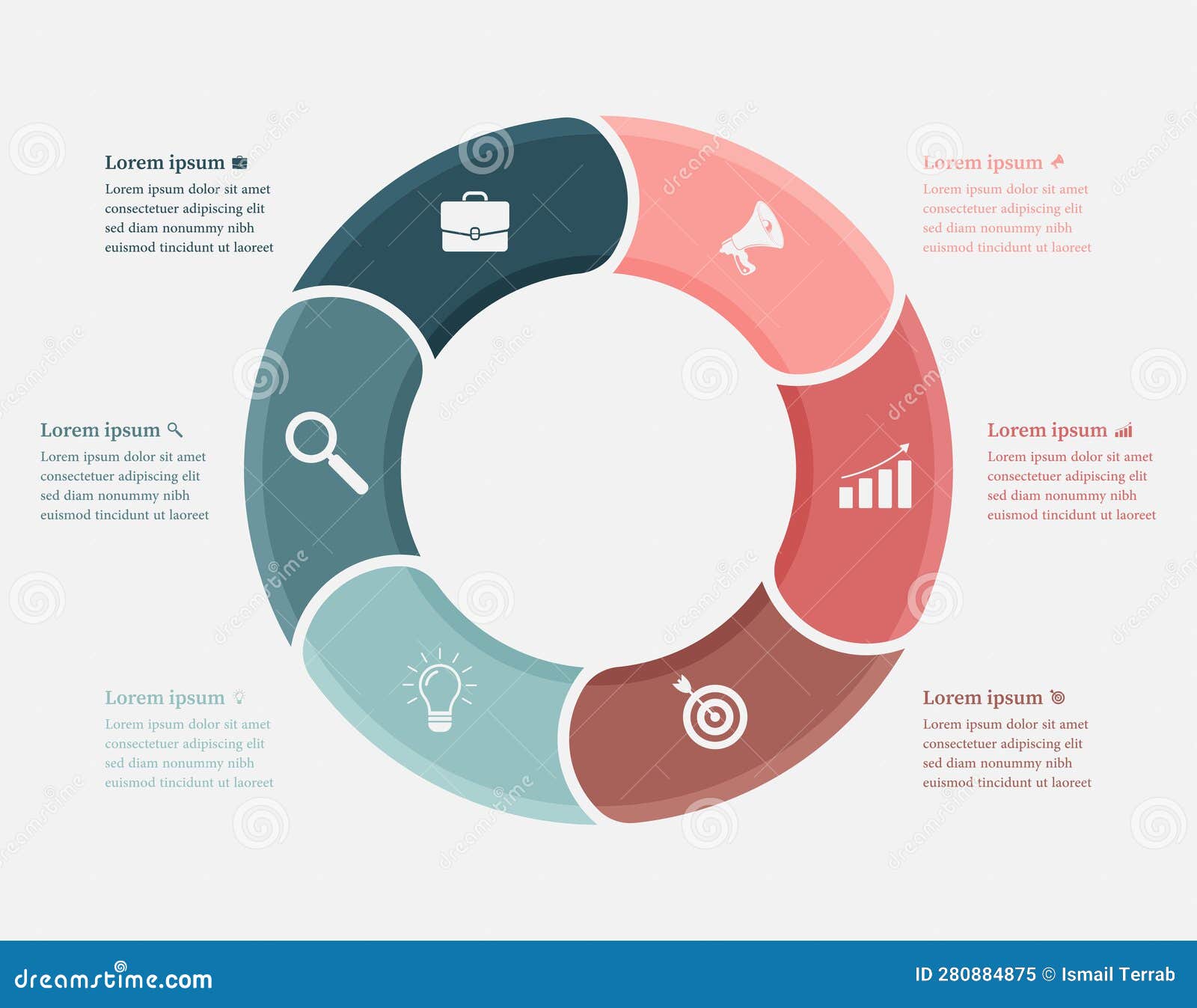 Six Steps Work Process Circle Business Infographic Template Stock ...