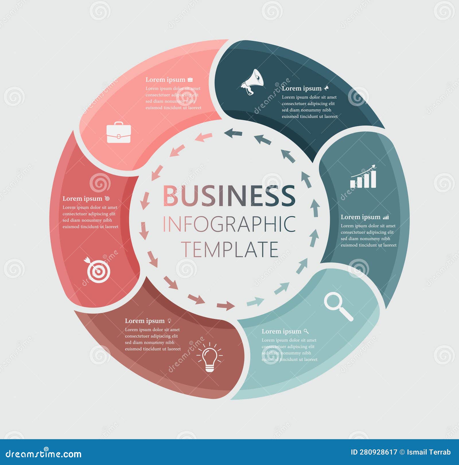 Six Steps Work Process Circle Business Infographic Template Stock ...