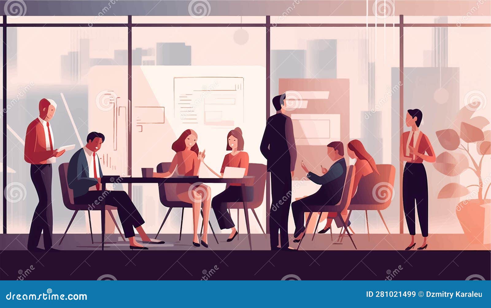 Office Work. Vector Illustration Stock Vector - Illustration of ...