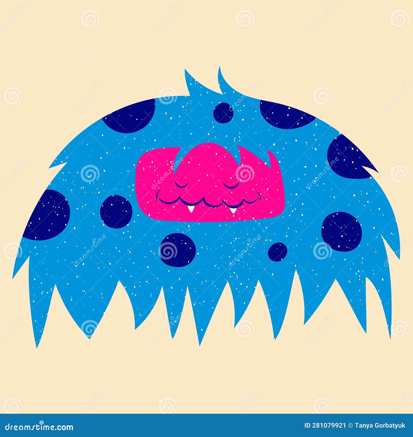 Cartoon Monster.Vector Illustration with Riso Print Effect Stock Vector ...