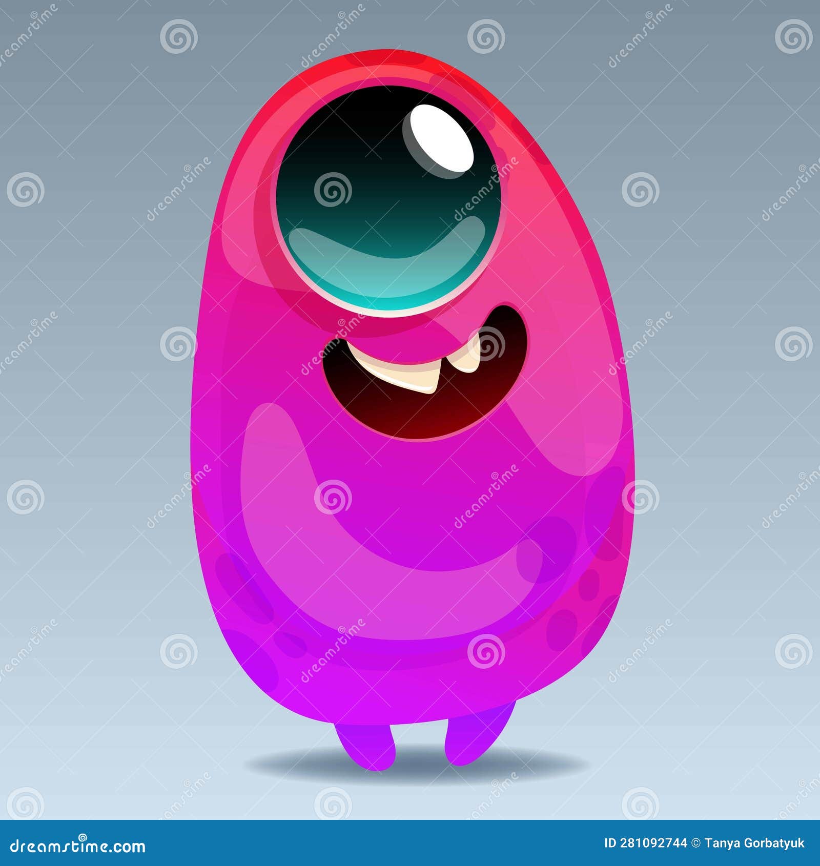 Cute Cartoon Pink Monster. Vector Illustration Stock Vector ...