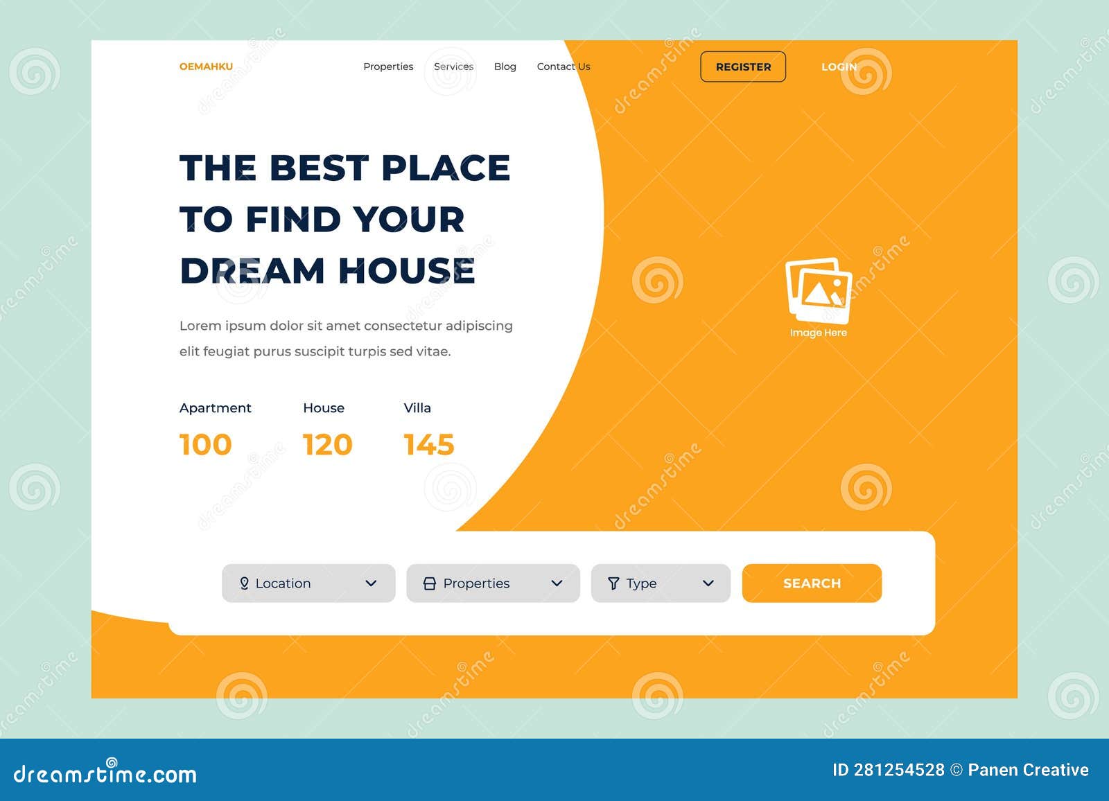 Homepage Booking House Web stock vector. Illustration of colours ...