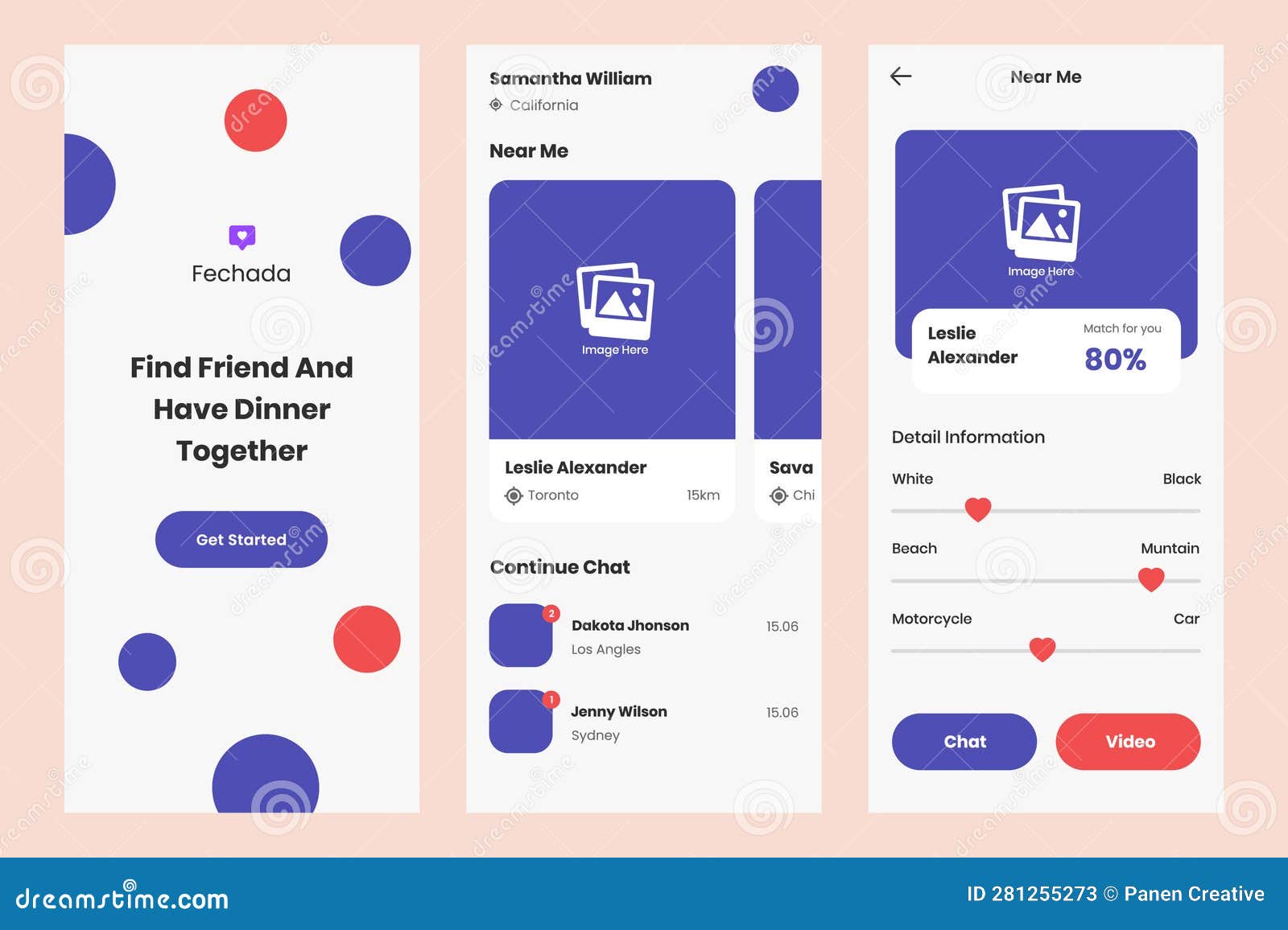 Dating App UI Design stock vector. Illustration of people - 281255273