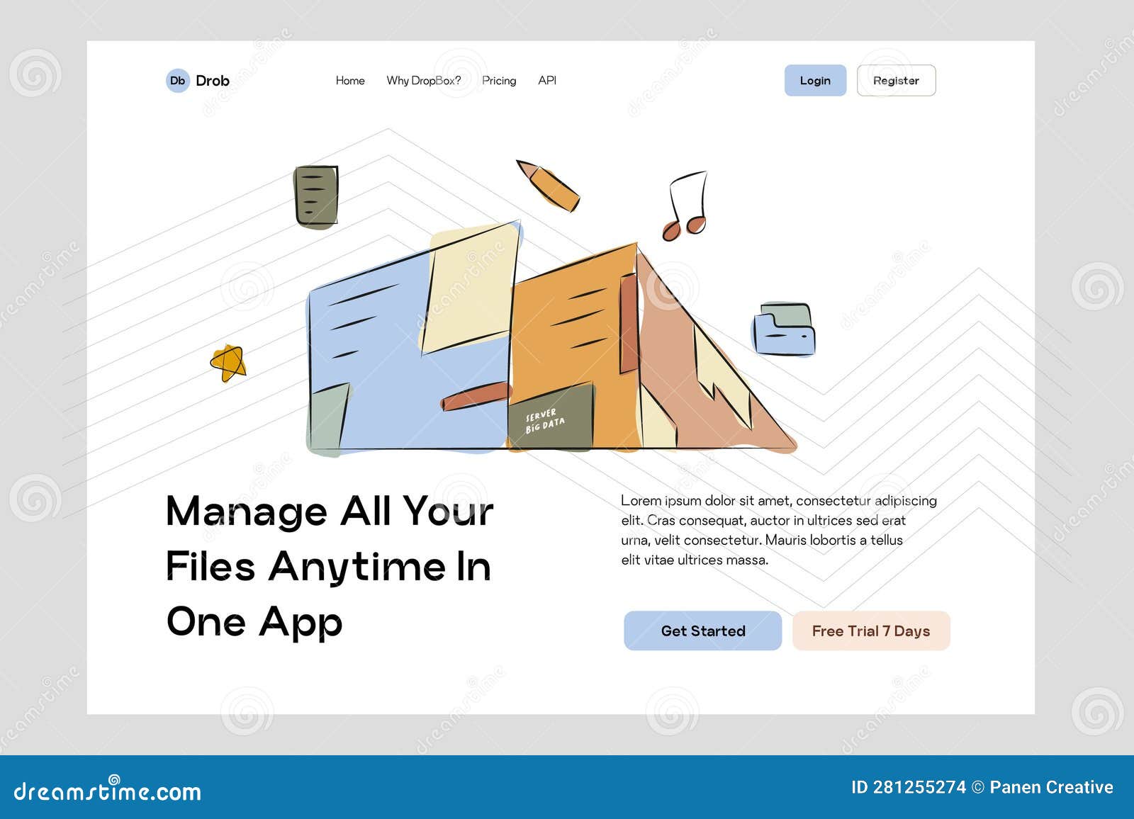 Homepage Manage File Web stock vector. Illustration of message - 281255274