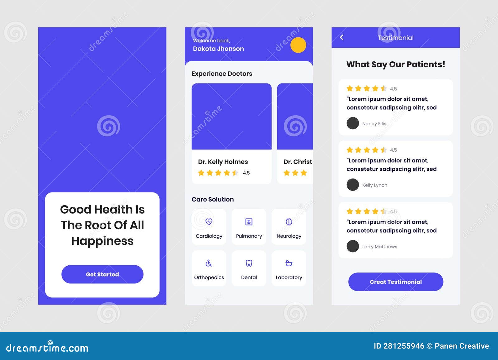 Healthy Care App UI Design stock vector. Illustration of graph - 281255946