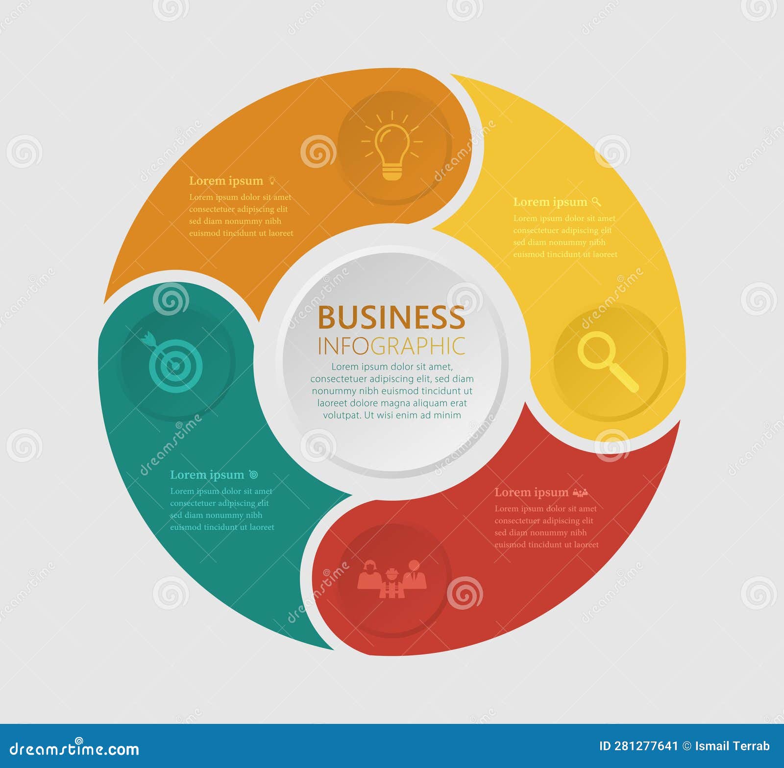 Business Infographic Four Steps Workflow Circles Diagram Template Stock ...