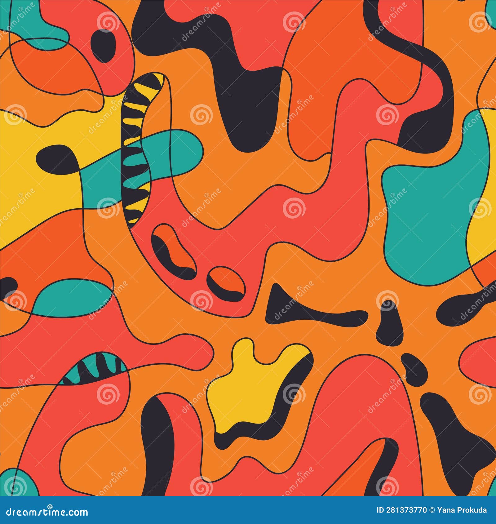 Abstract Surreal Seamless Colorful Artwork with Hand Drawn Patterns ...
