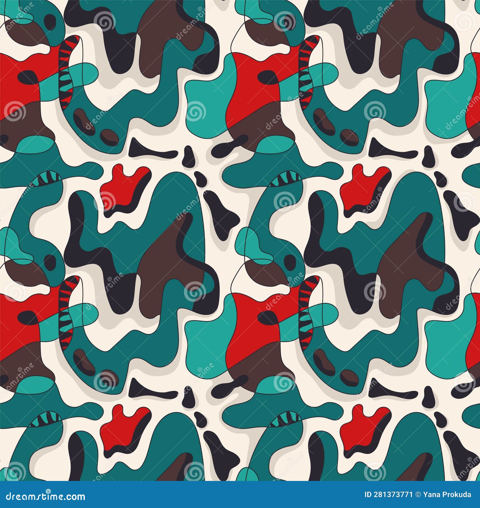 Abstract Surreal Seamless Colorful Artwork with Hand Drawn Patterns ...