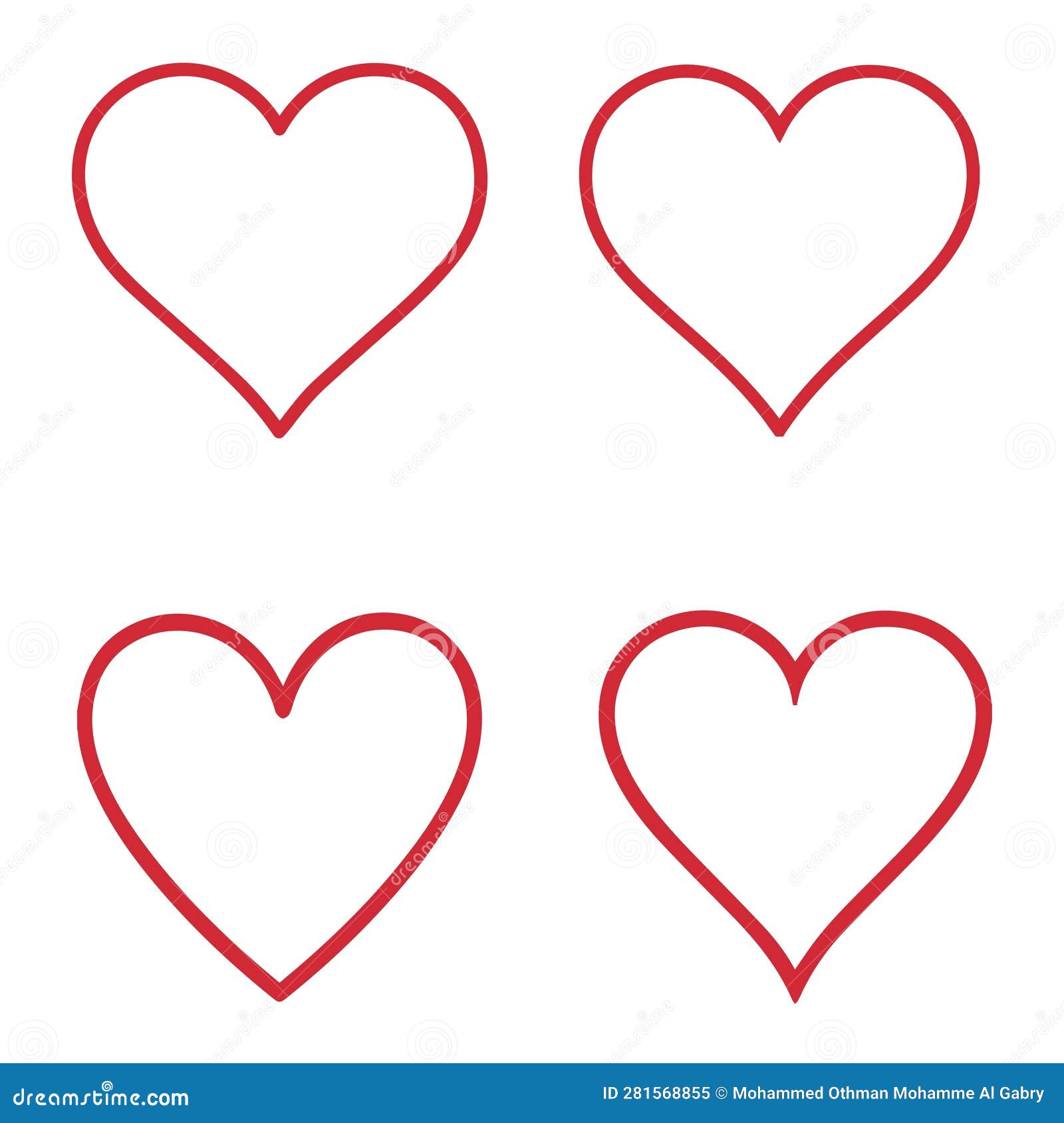 Set for Hearts. Ink Brush Heart. Hearts Symbols. Heart Icon. Lovers ...