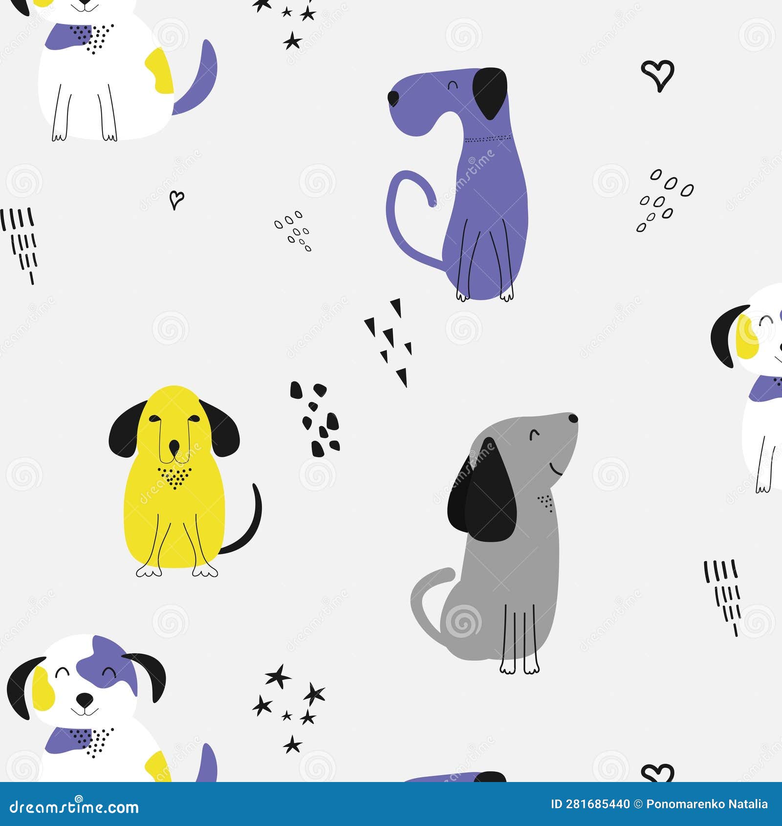 Web Dogs Doodle. Cute Pattern. Seamless. Stock Illustration ...