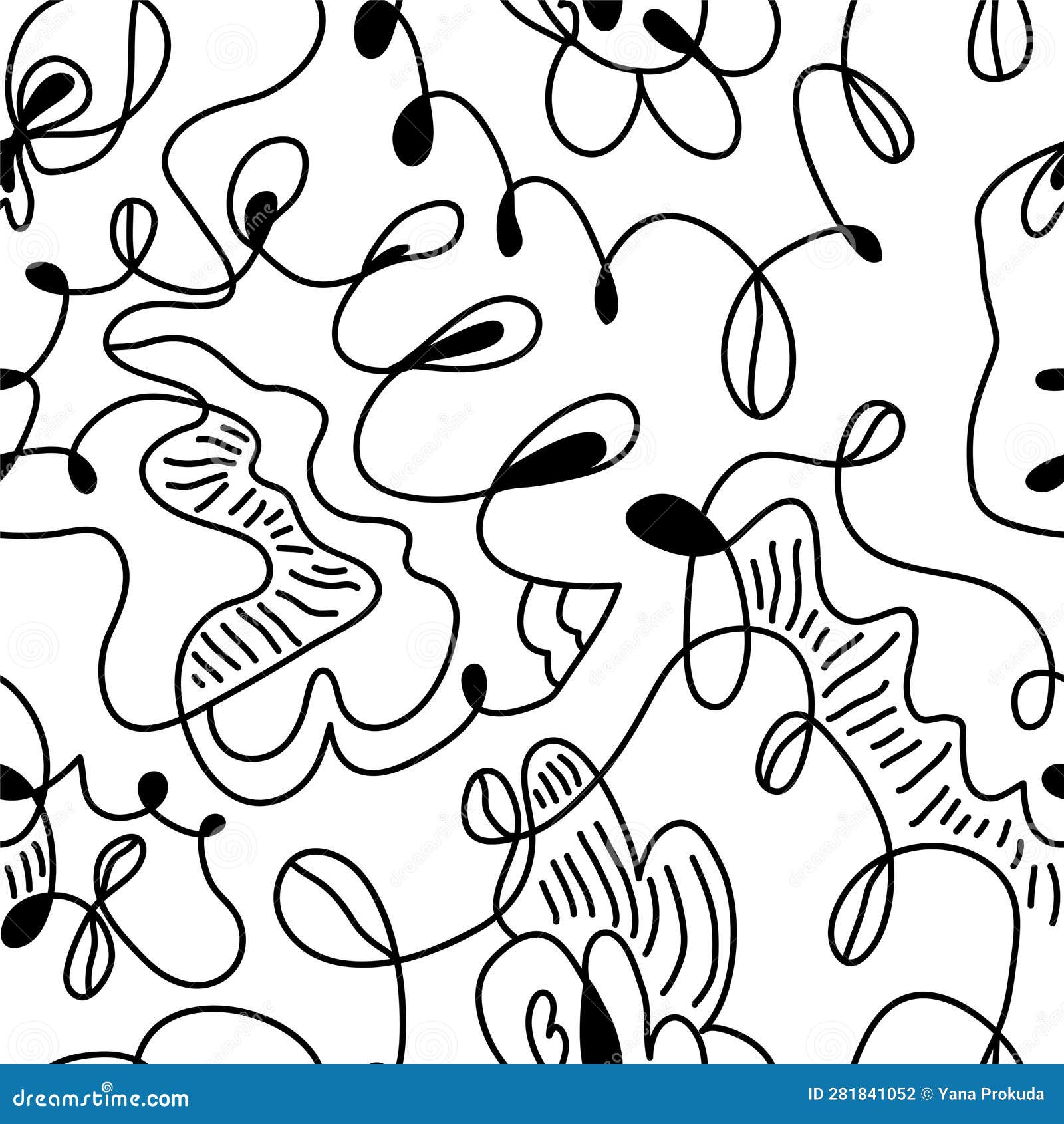 Seamless Abstract Cute Line Atrwork with Nature Pattern Stock ...