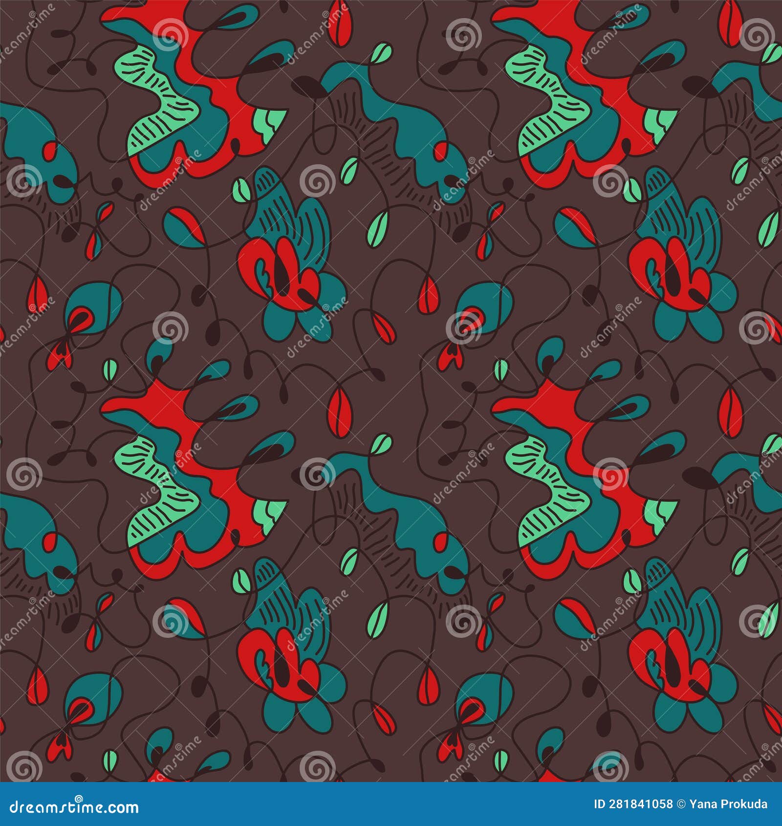 Seamless Abstract Cute Line Atrwork with Nature Pattern Stock ...