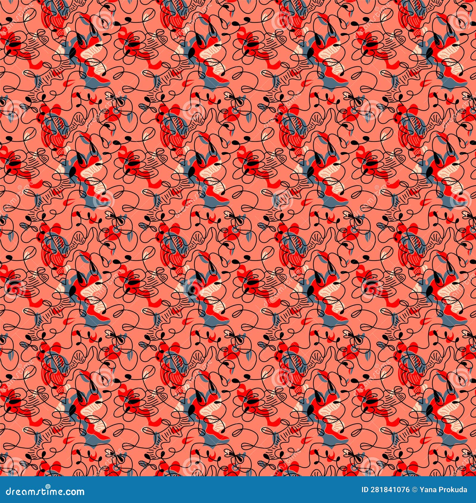 Seamless Abstract Cute Line Atrwork with Nature Pattern Stock Vector ...