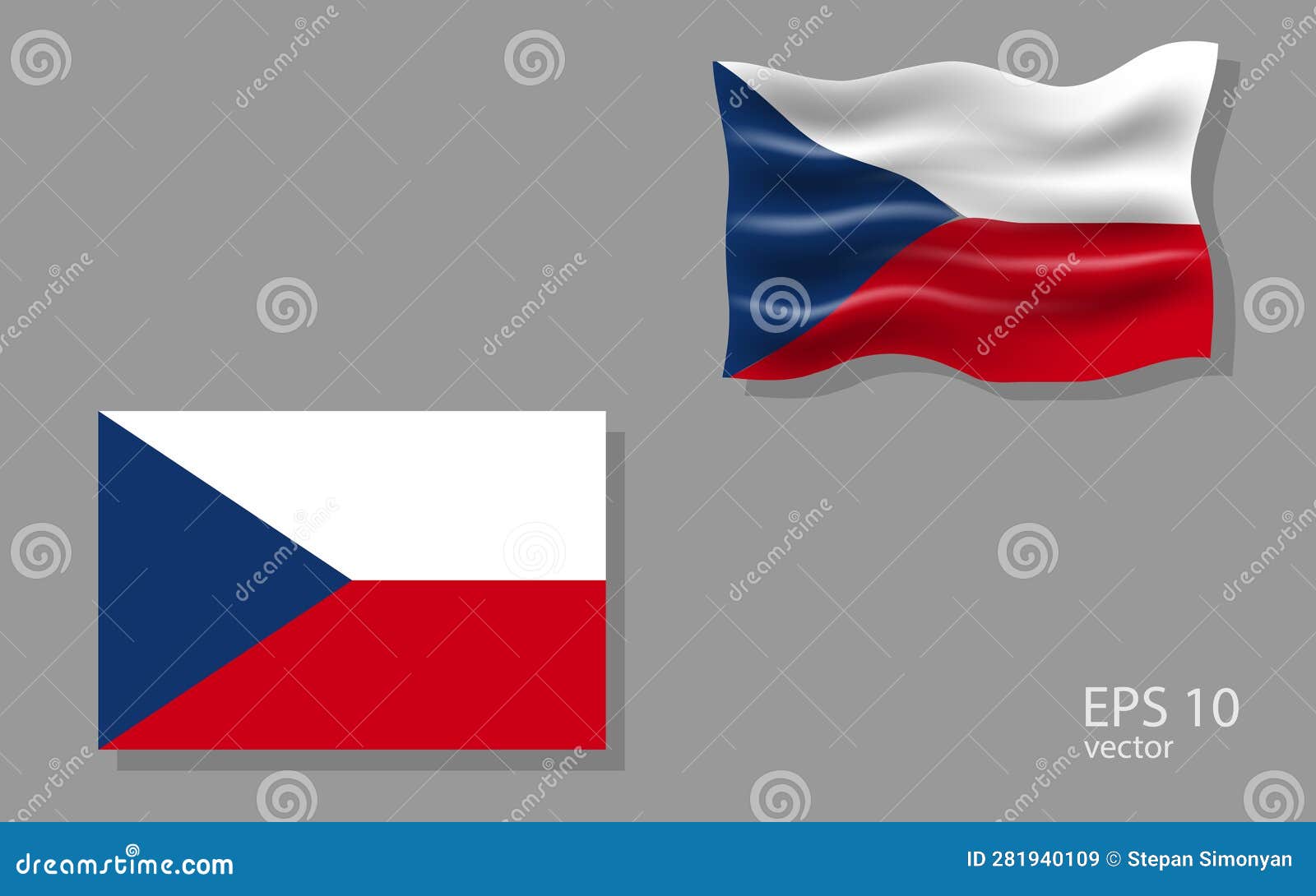 Vector Flag of Czech, Illustration. Stock Vector - Illustration of ...