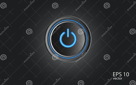 Web Power Button with Blue Light Stock Vector - Illustration of power ...