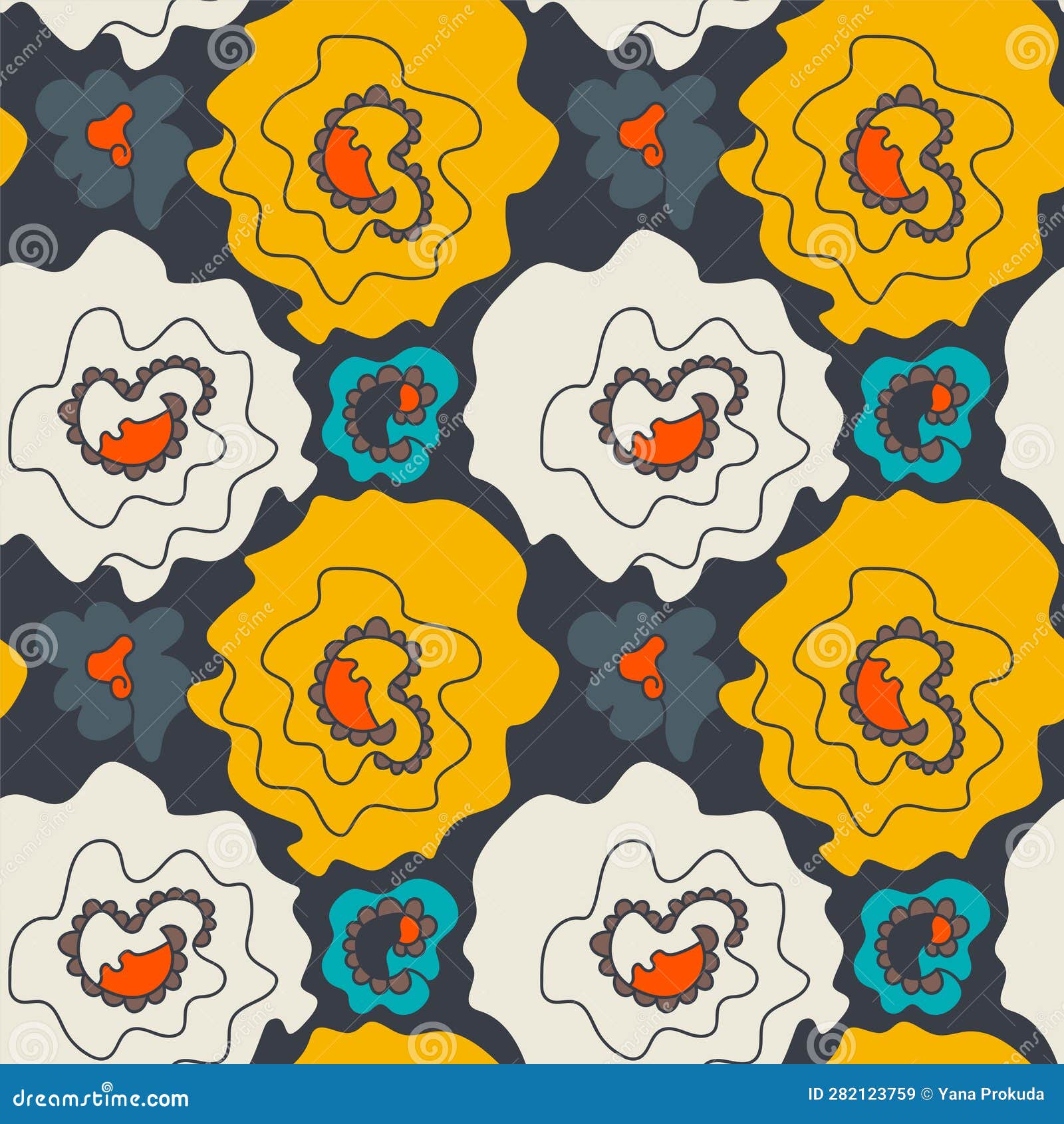 Abstract Vector Seamless Pattern with Colorful Flower Pattern Stock ...