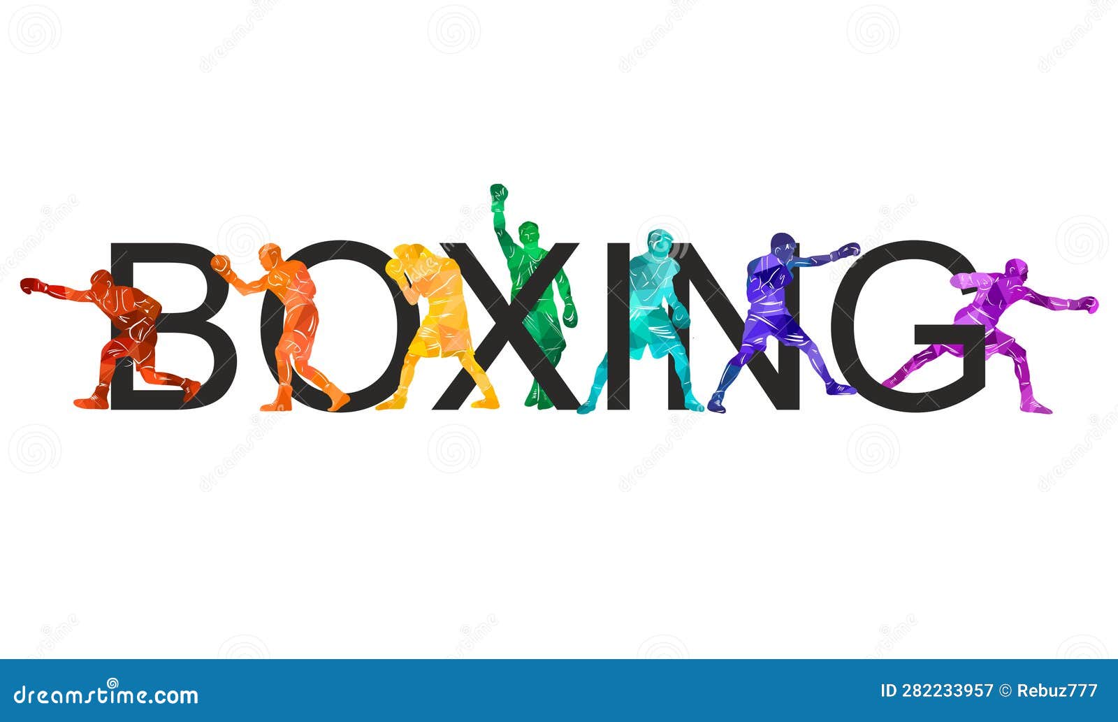 Colorful Vector Boxing Illustration. Bright Silhouettes of Boxers Men ...