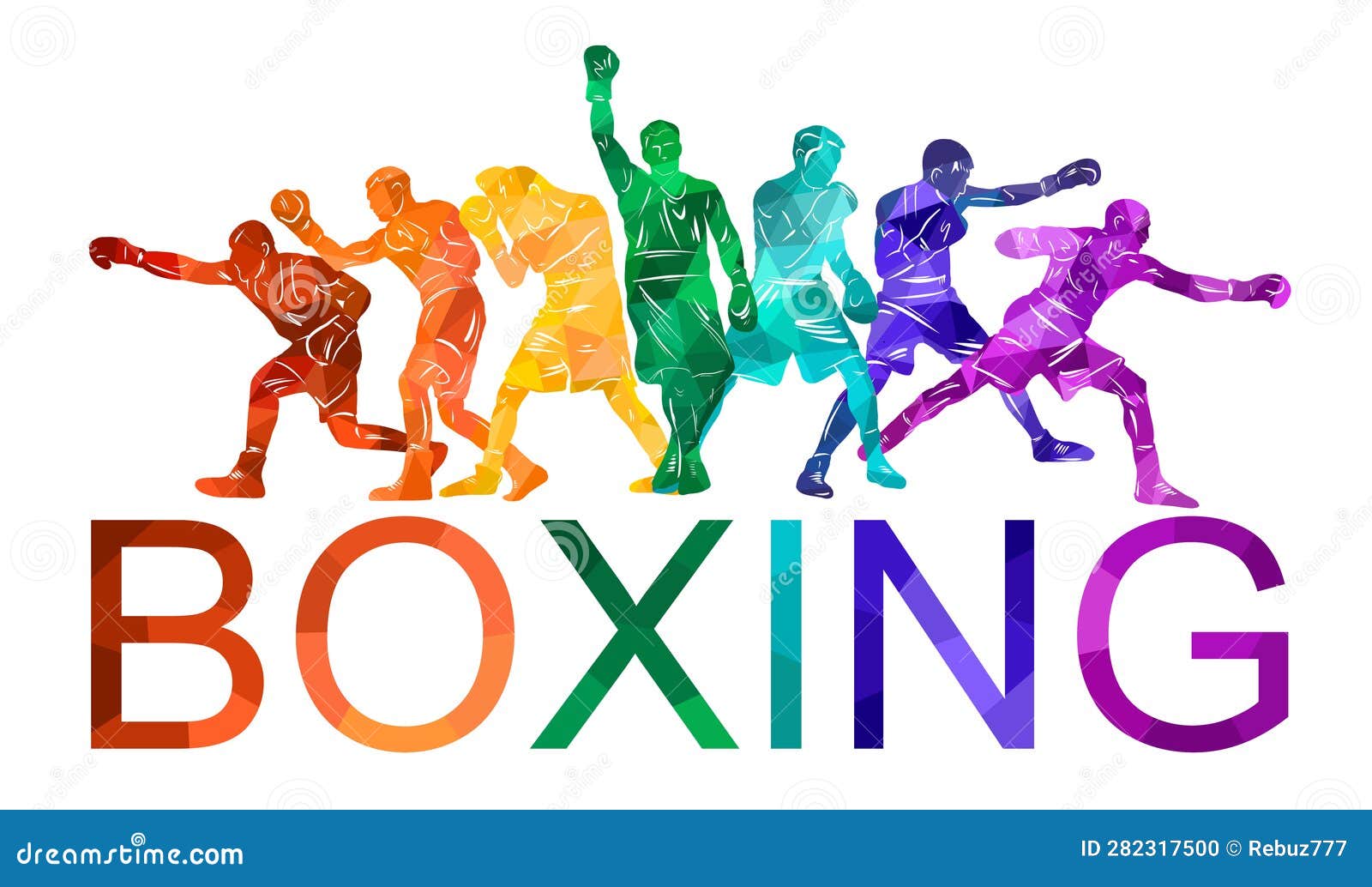 Colorful Vector Boxing Illustration. Bright Silhouettes of Boxers Men ...