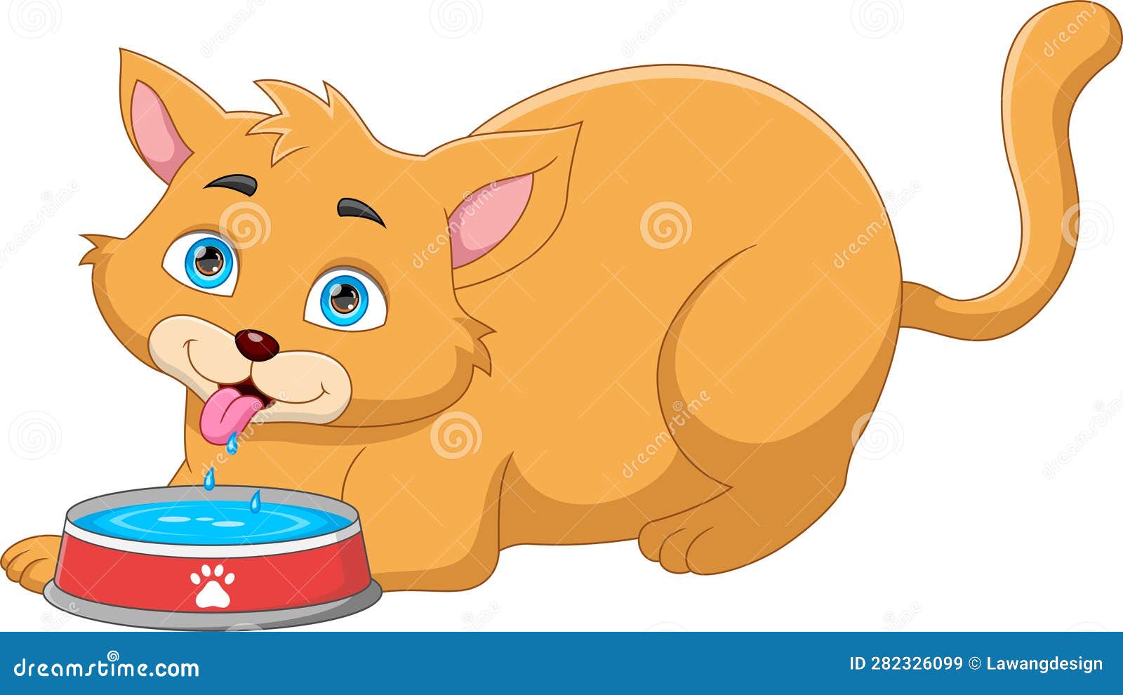 Cute Cat Drinking Water Cartoon Stock Vector - Illustration of isolated ...