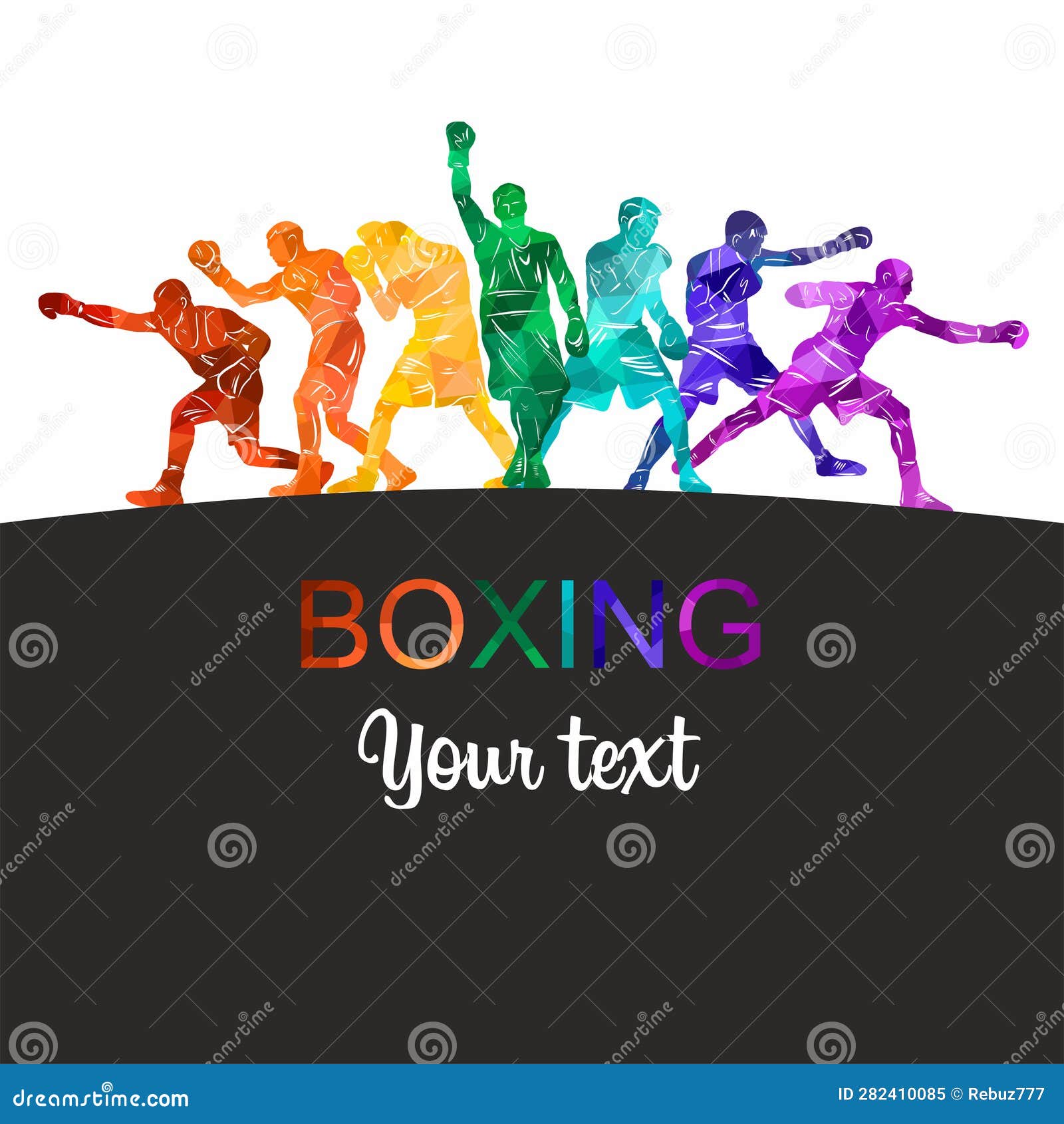 Colorful Vector Boxing Illustration. Bright Silhouettes of Boxers Men ...