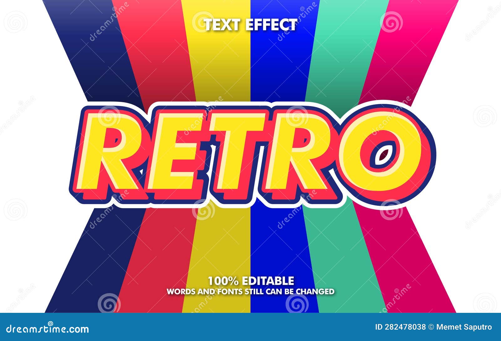 Retro Vintage Text Effect Editable 70s and 80s Text Style Stock ...