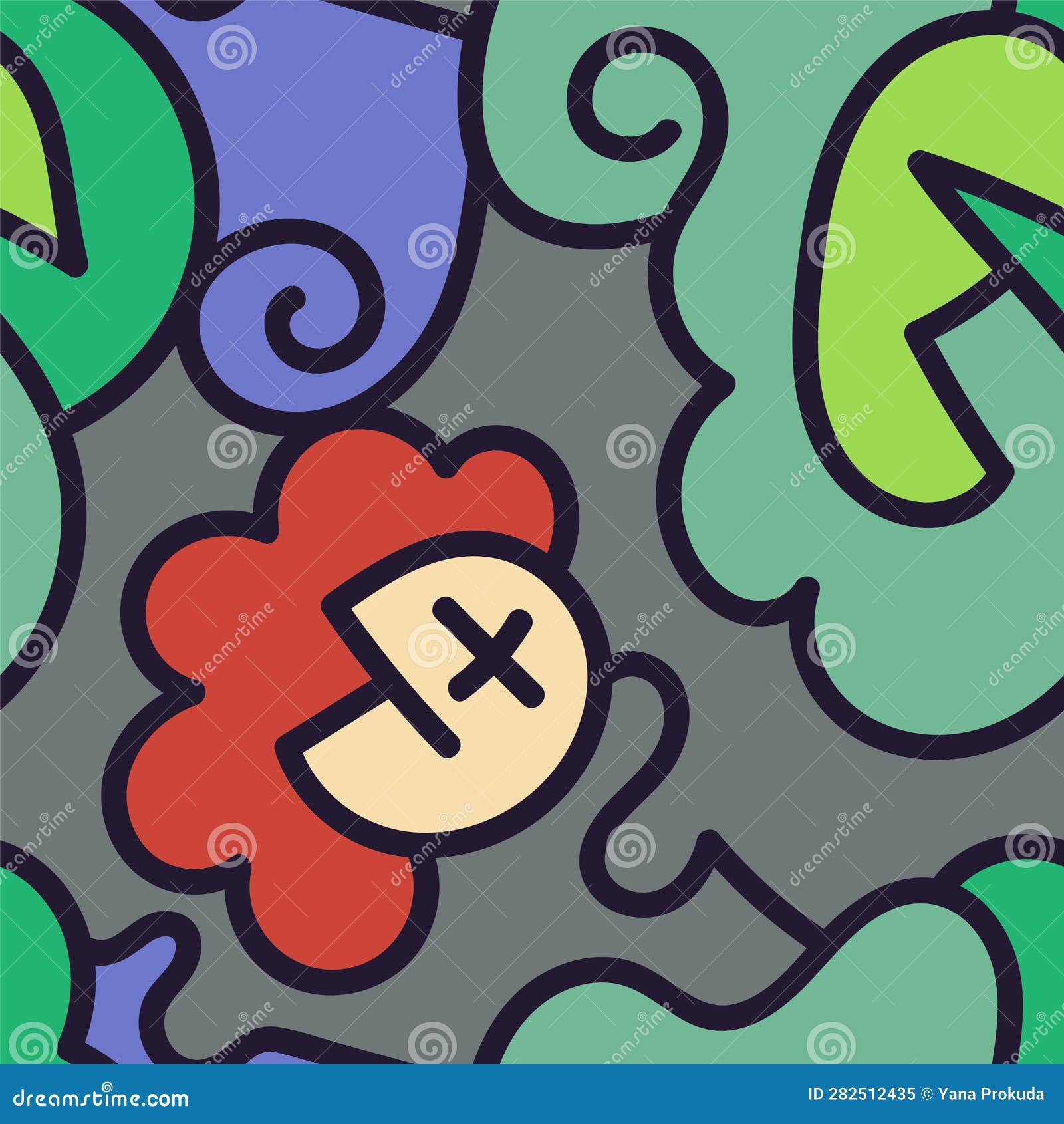 Unusual Seamless Artwork with Creative Flower Pattern Stock ...