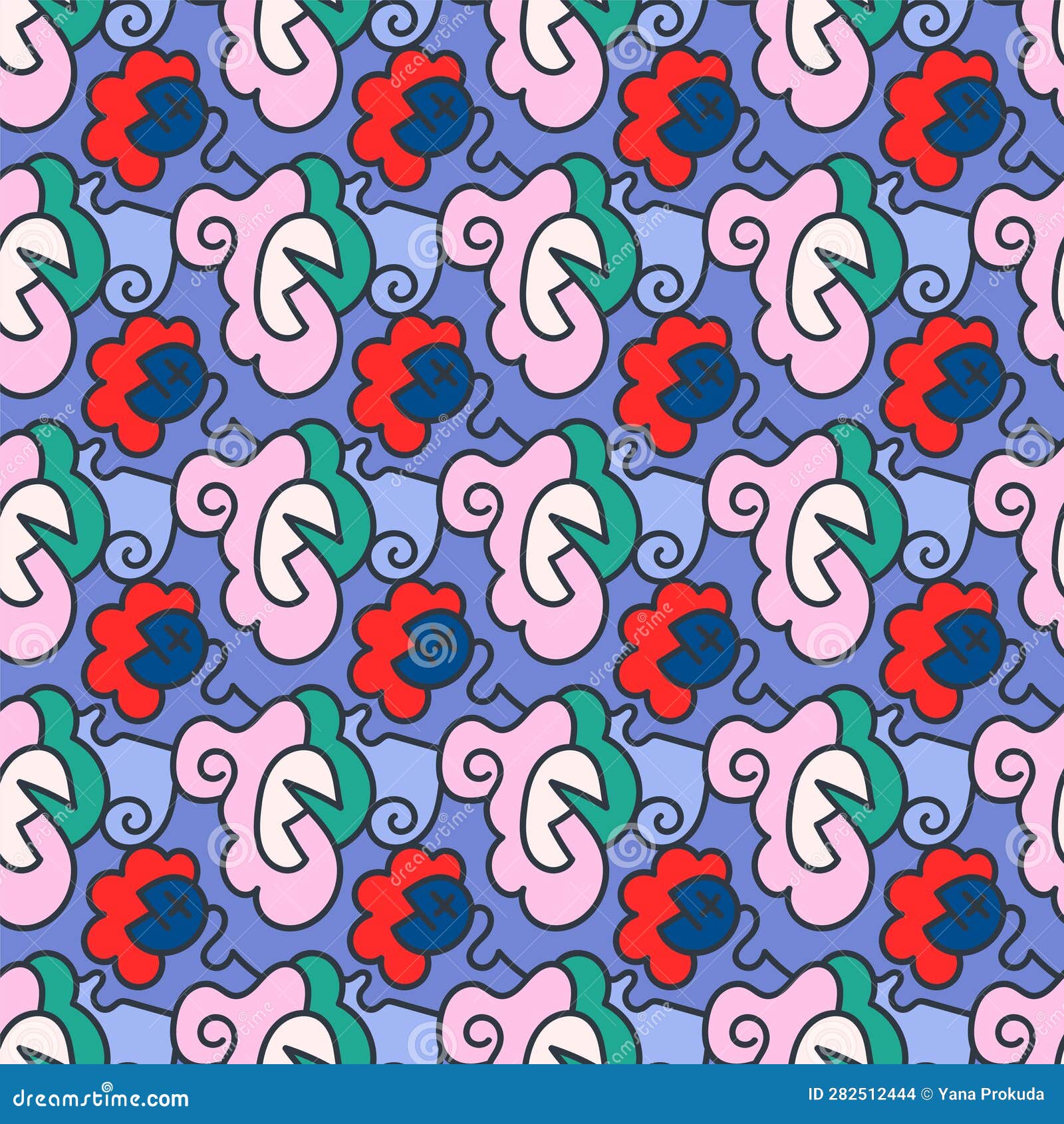 Unusual Seamless Artwork with Creative Flower Pattern Stock ...