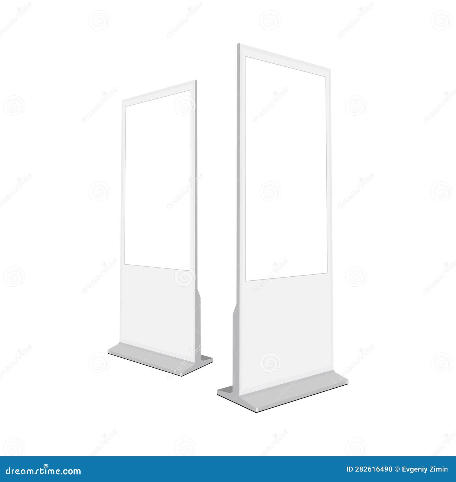 Clay Digital Signages with Blank Screens, Side Perspective View Stock ...