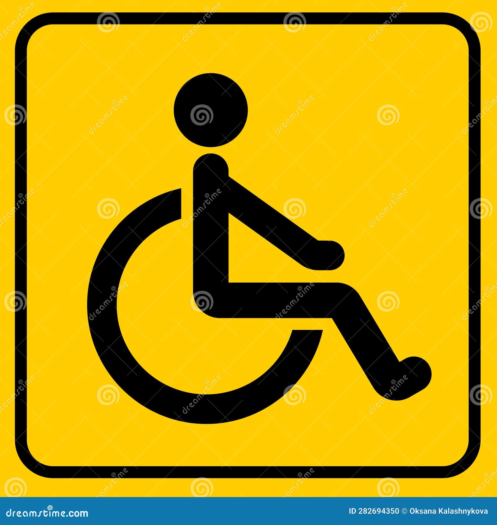 Person Who Uses a Wheelchair Outline Sign on Yellow Background. Stock ...