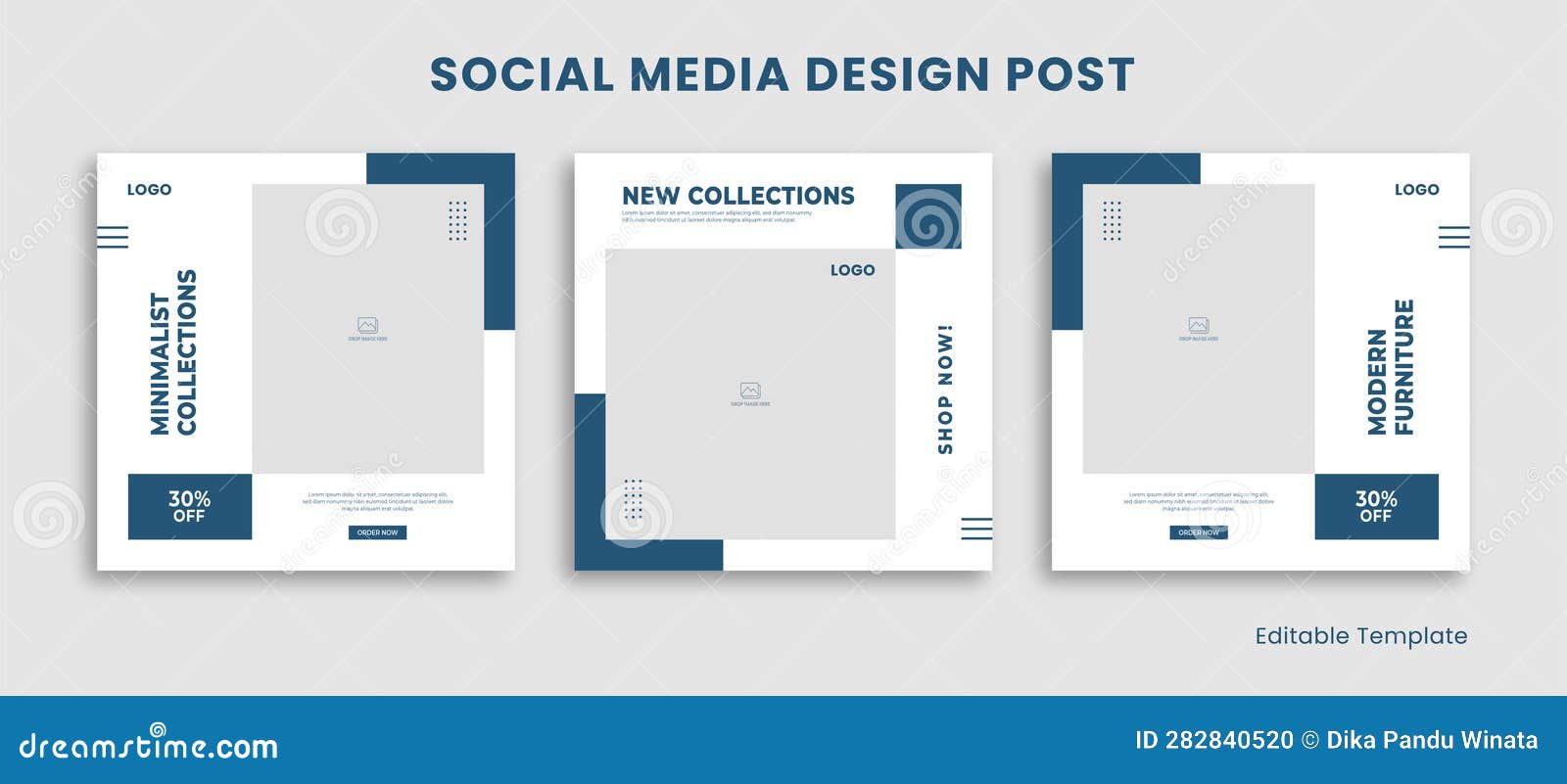 Editable Social Media Instagram Design Post Template with Rectangle ...