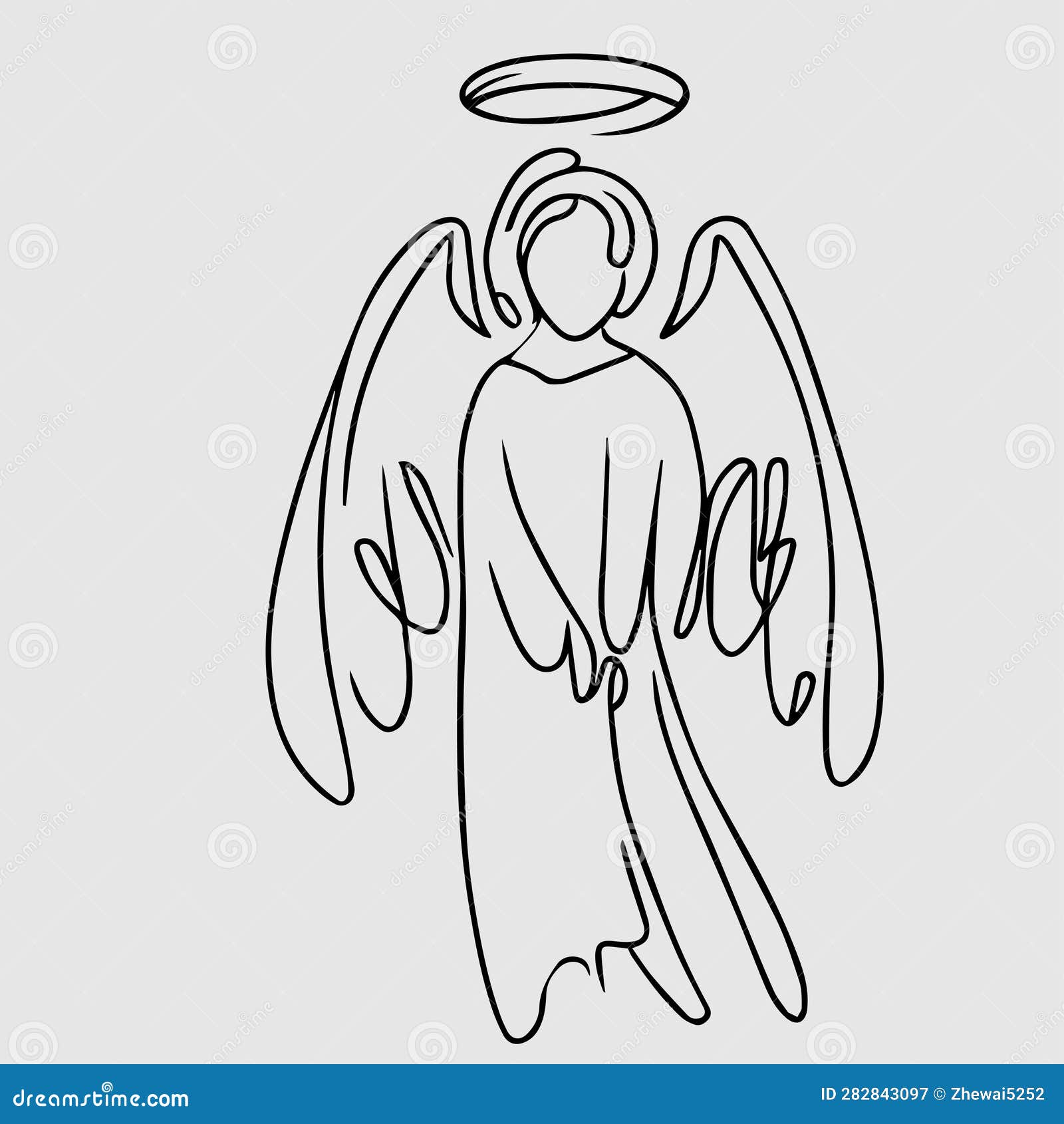 Drawing of Angel with Wing Line Art , Vector Eps and Jpg , Editable ...