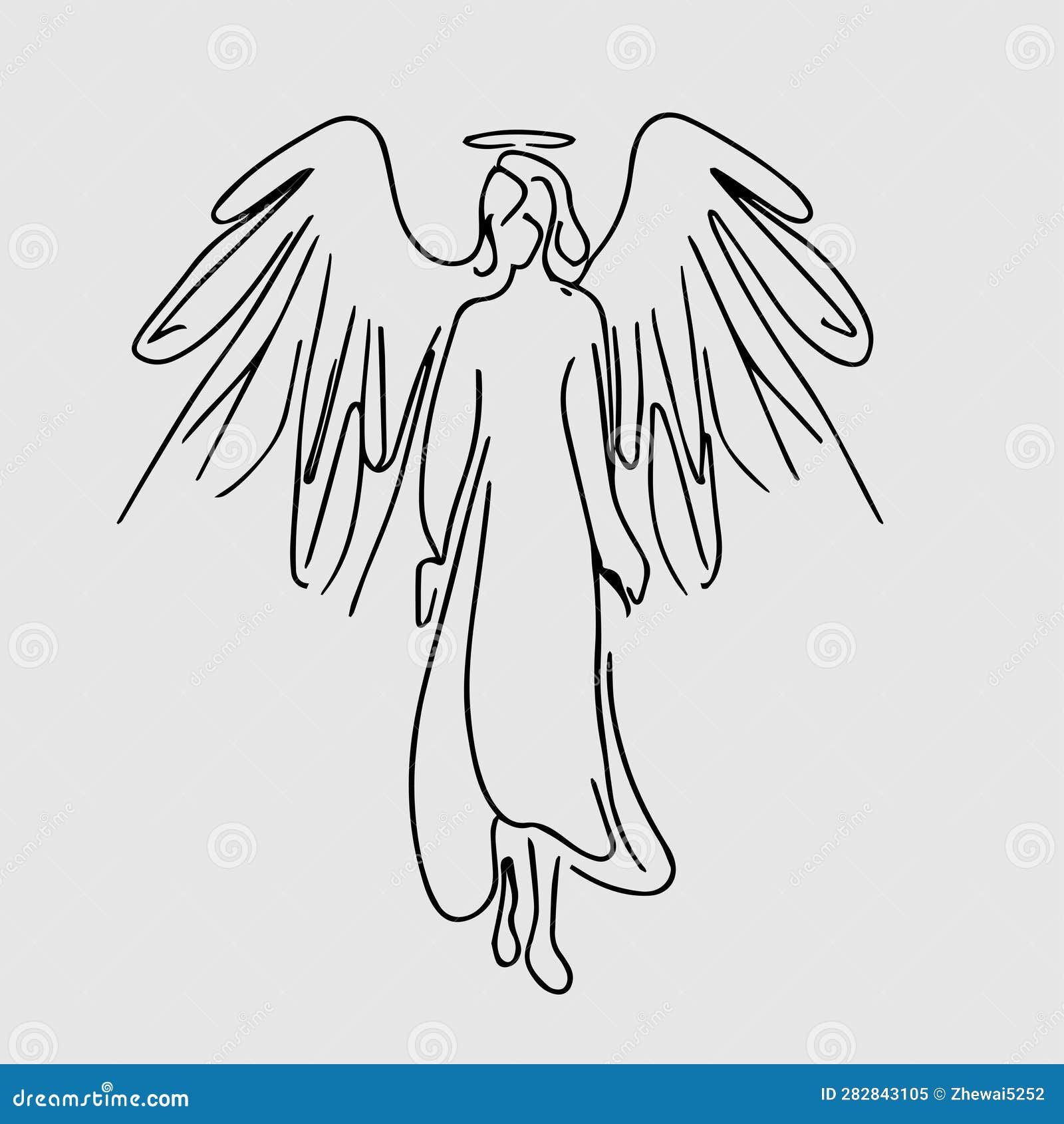 Drawing of Angel with Wing Line Art , Vector Eps and Jpg , Editable ...